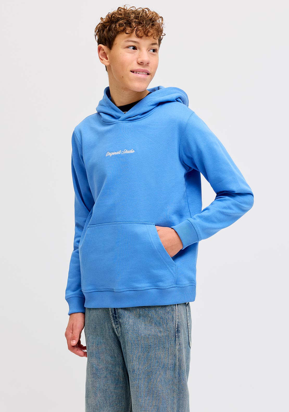 Jack & Jones Boys Norre Long Sleeve Hoodie, Blue - McElhinneys