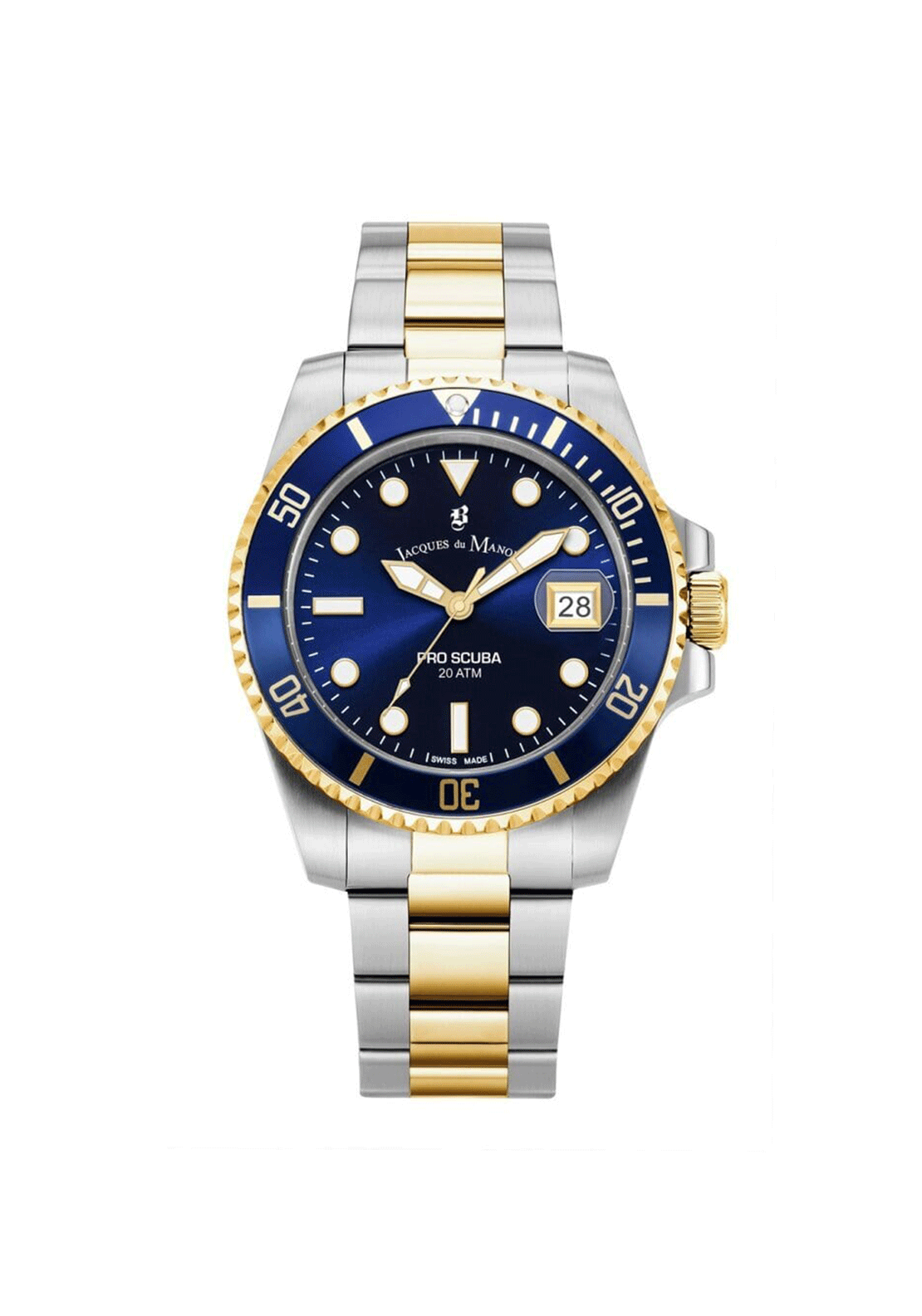 Jacques Du Manoir Mens Pro Scuba Watch, Silver & Blue - McElhinneys