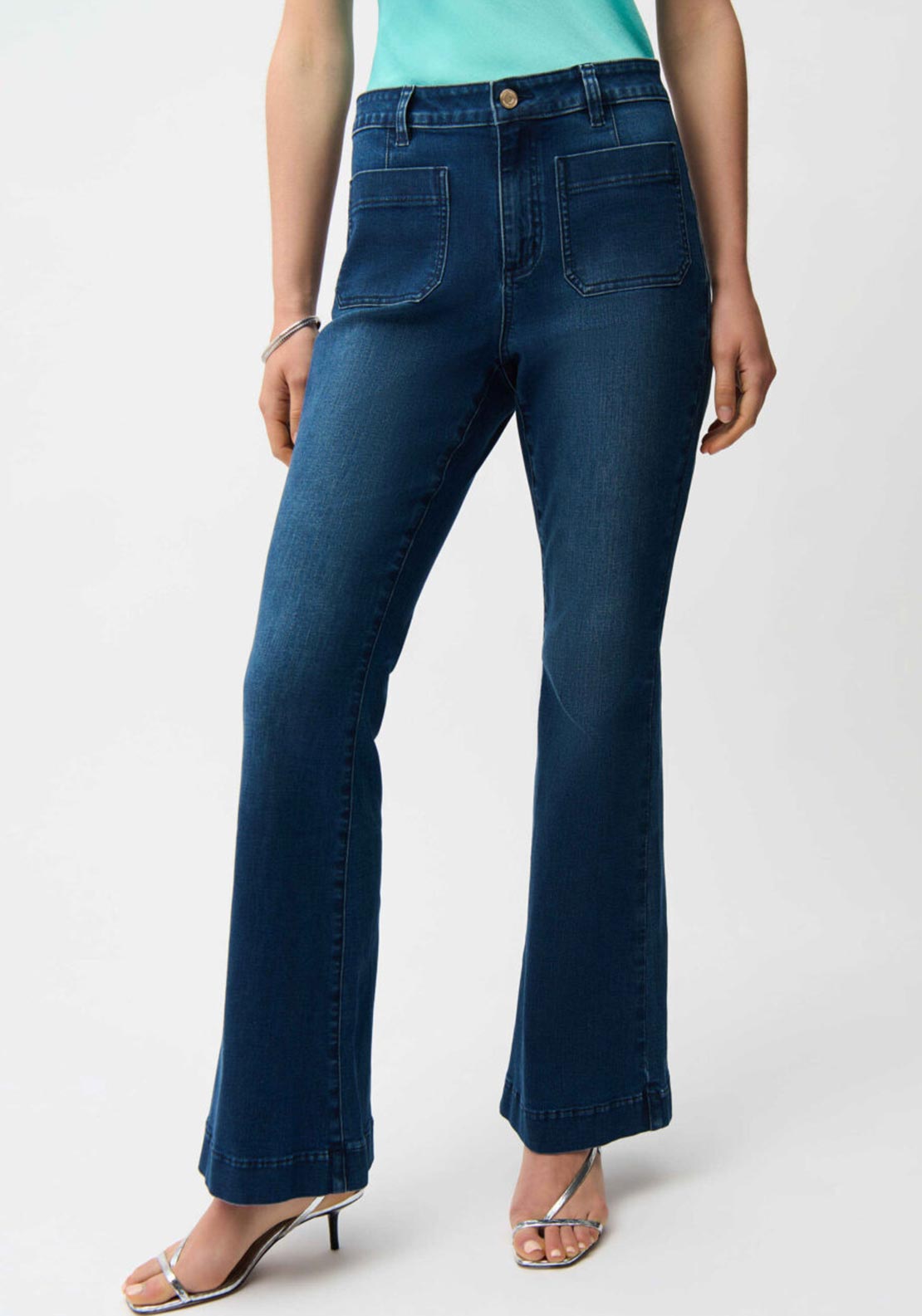 Joseph Ribkoff Flare Jeans with Patch Pockets, Blue - McElhinneys