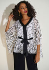 Joseph Ribkoff Foiled Floral Poncho Top, White - McElhinneys