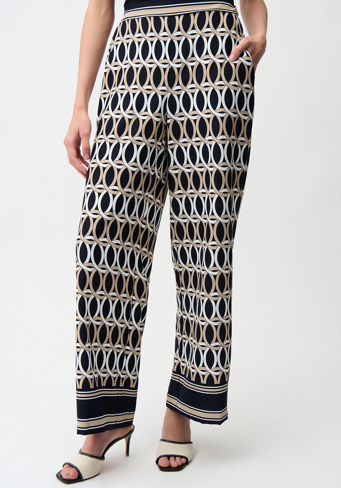 Joseph Ribkoff Geometric Print Trousers, Black - McElhinneys