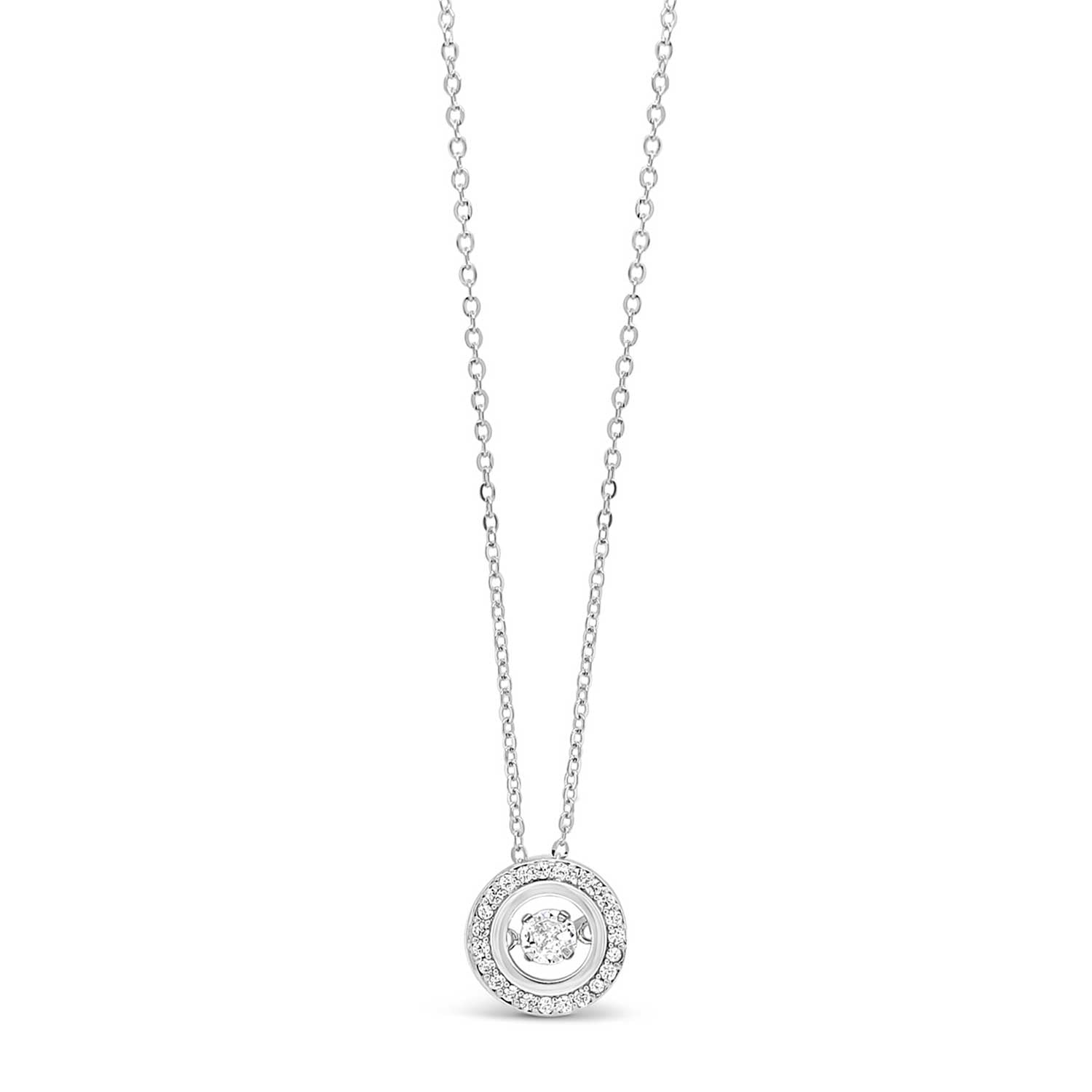 Absolute CZ Halo Pendant Necklace, Silver - McElhinneys