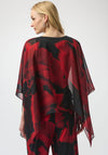 Joseph Ribkoff Printed V Neck Poncho Top, Red & Black - McElhinneys