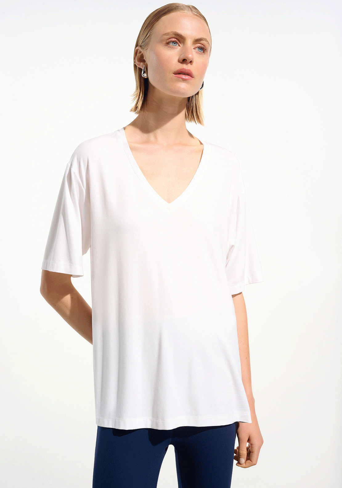 Joseph Ribkoff Sport V Neck Top, White - McElhinneys