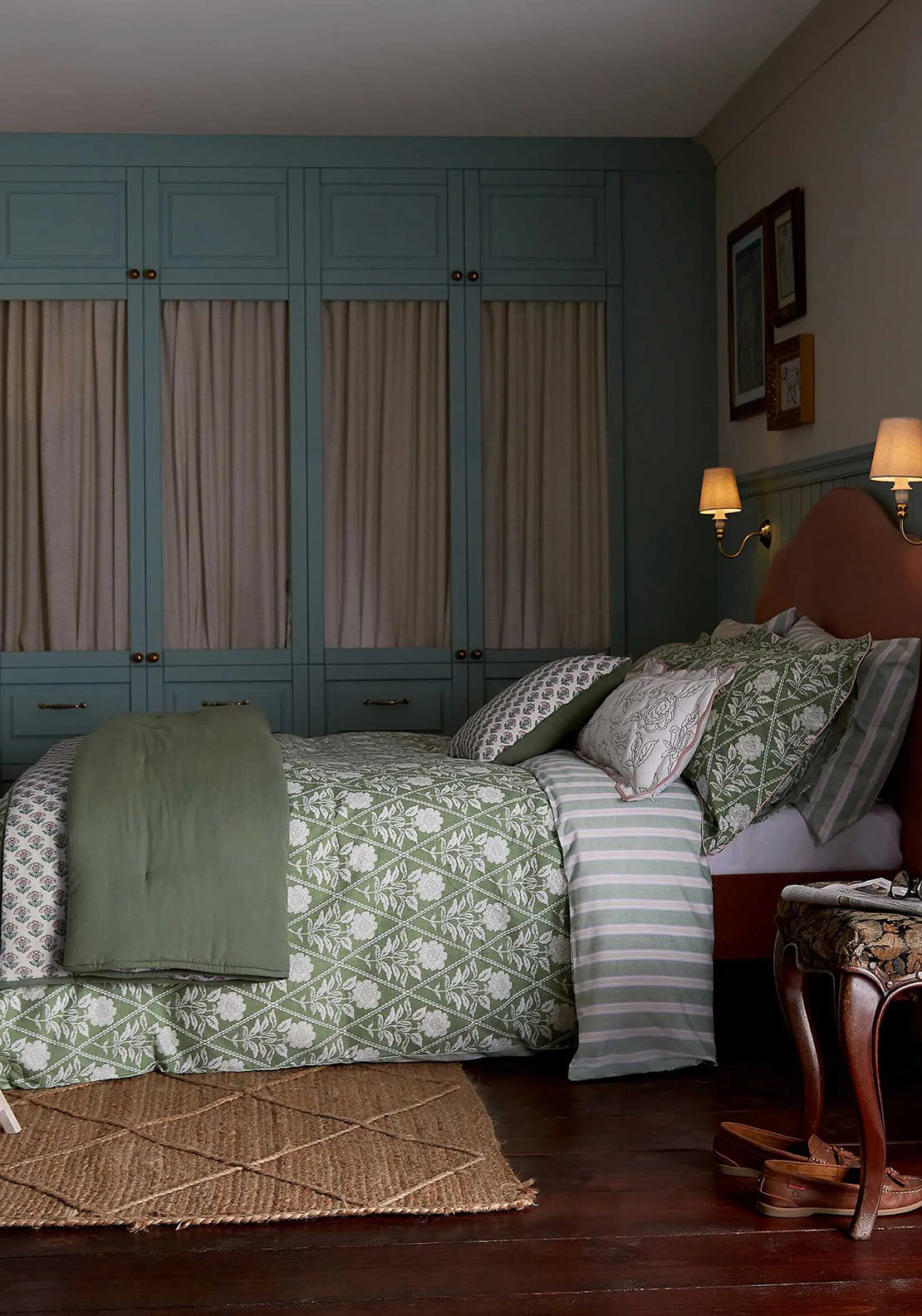 Joules Juliette Stamp Print Duvet Cover Set, Green - McElhinneys