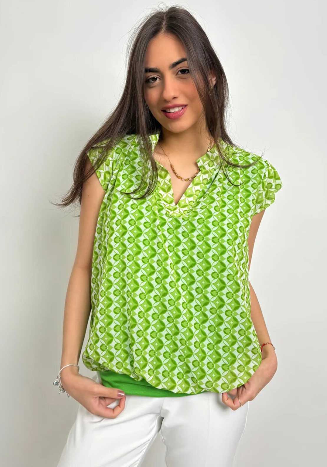 Kate & Pippa Bella Short Sleeve Banded Top, Lime - McElhinneys