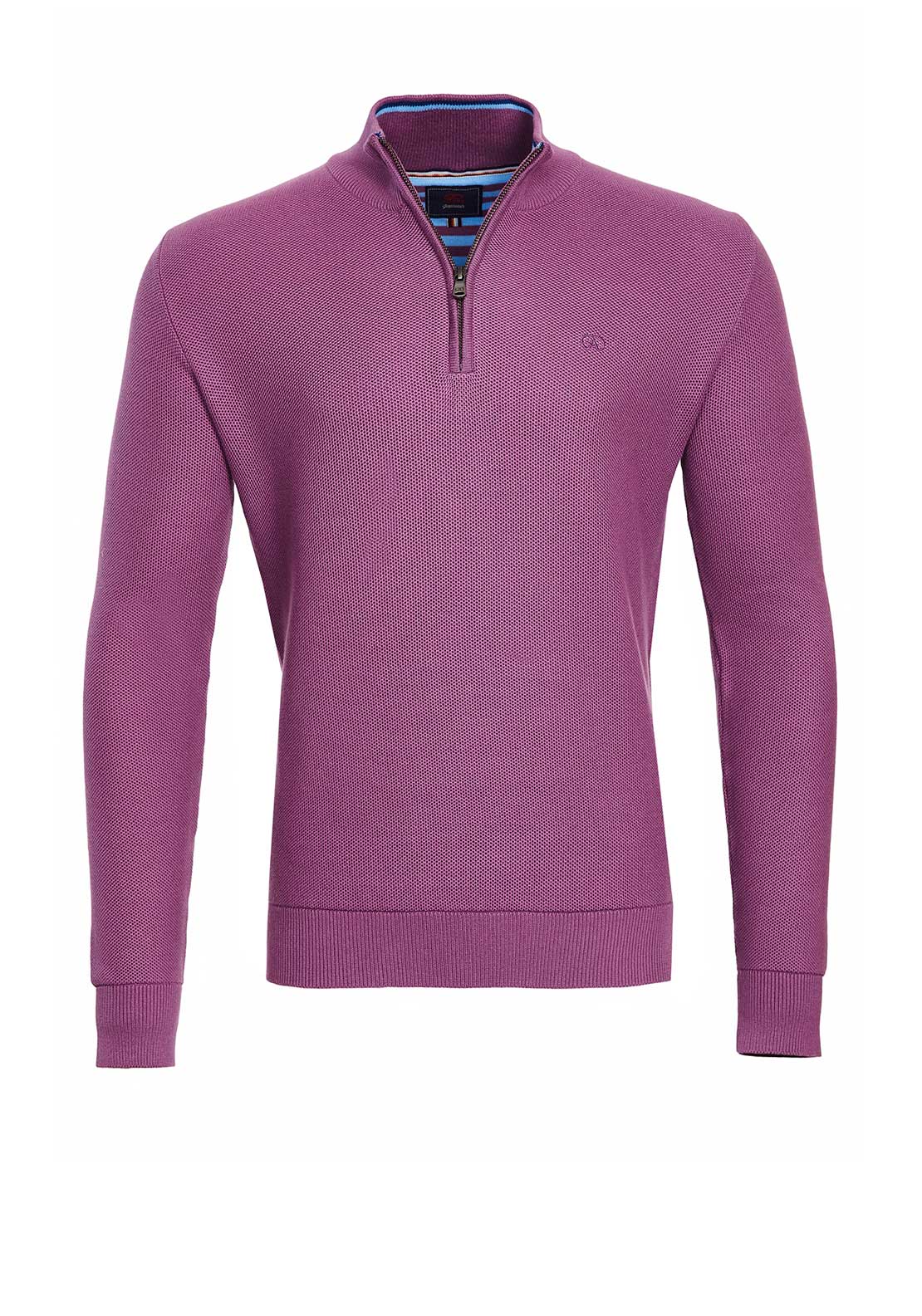 Andre Lyon Quarter Zip Sweater, Grape - McElhinneys