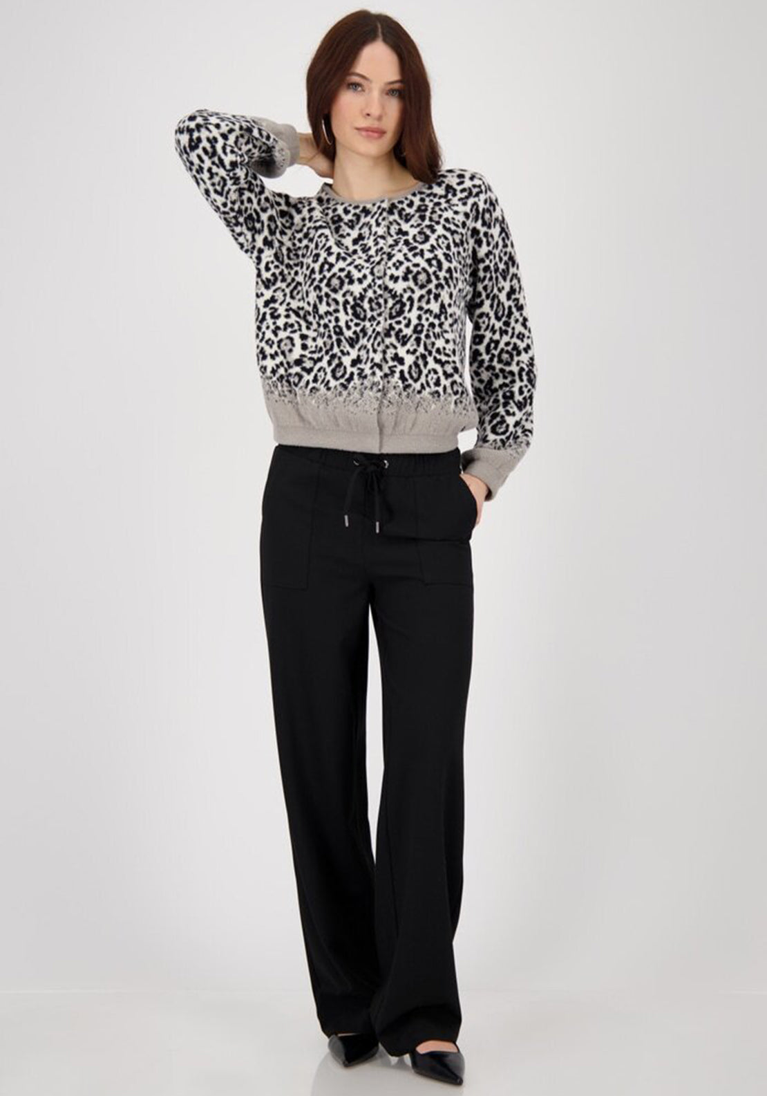 Monari Wide Leg Trousers, Black - McElhinneys
