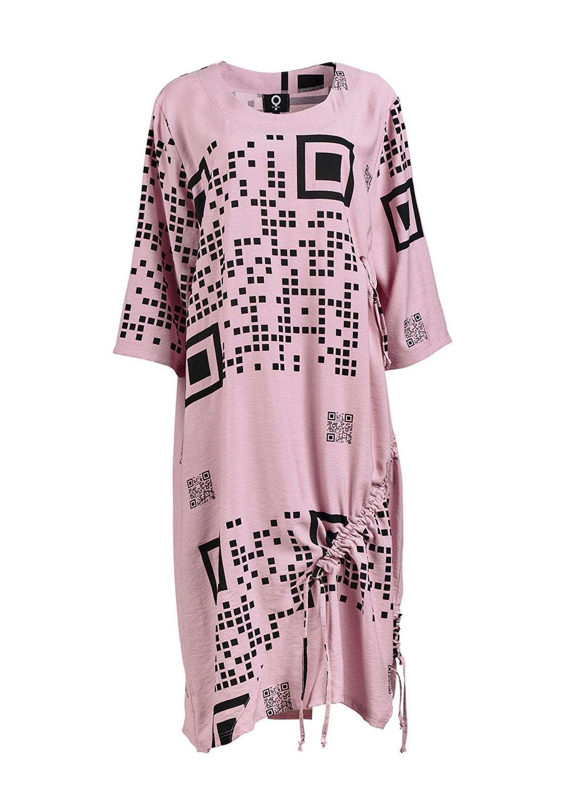 My Soul QR Code Tie Detail Midi Dress, Pink - McElhinneys