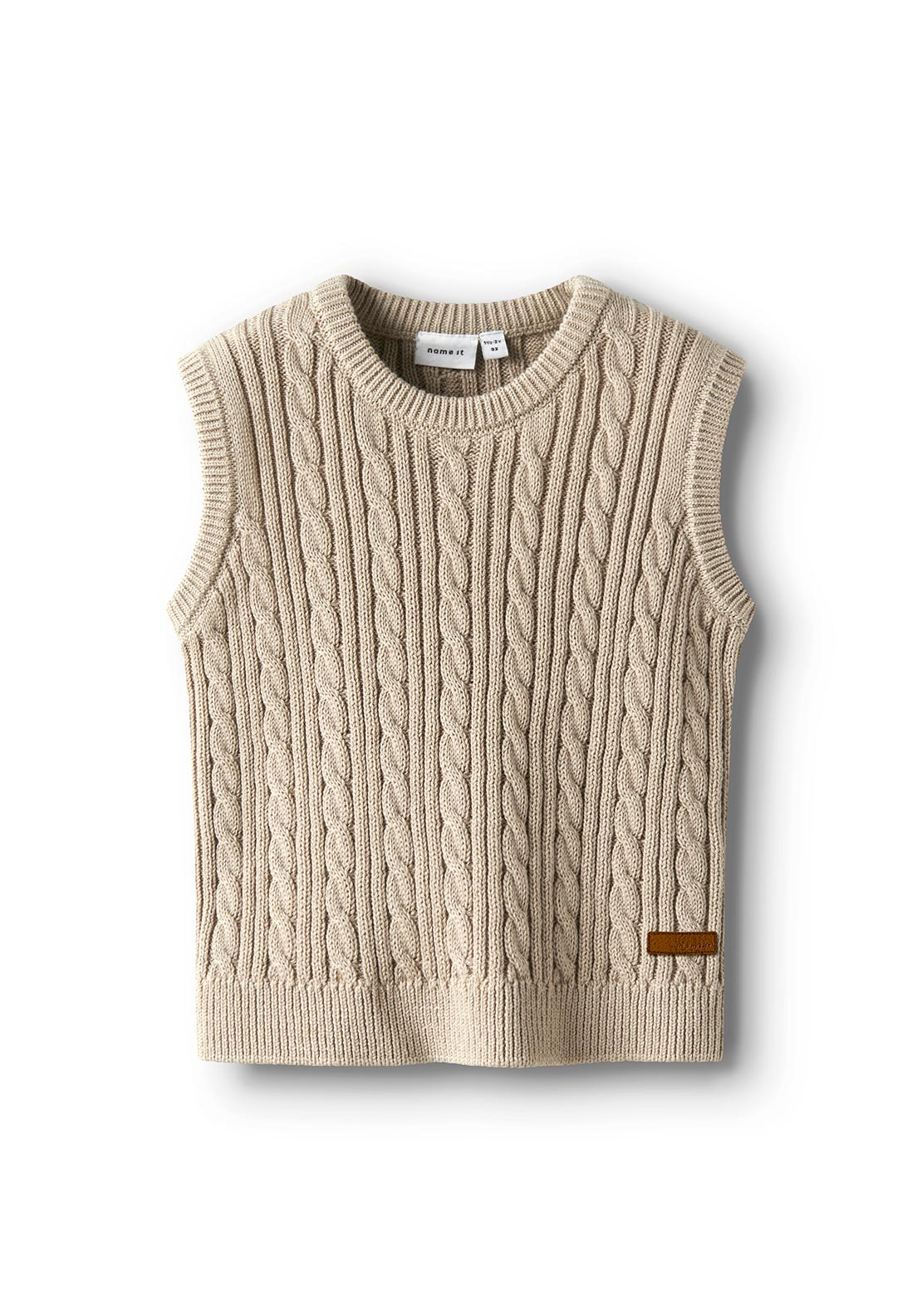 Name It Mini Boy Roman Knit Sleeveless Vest, Beige - McElhinneys