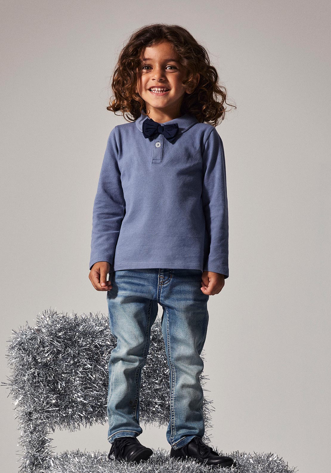 Name It Mini Boy Rogula Long Sleeve Polo, Grey - McElhinneys