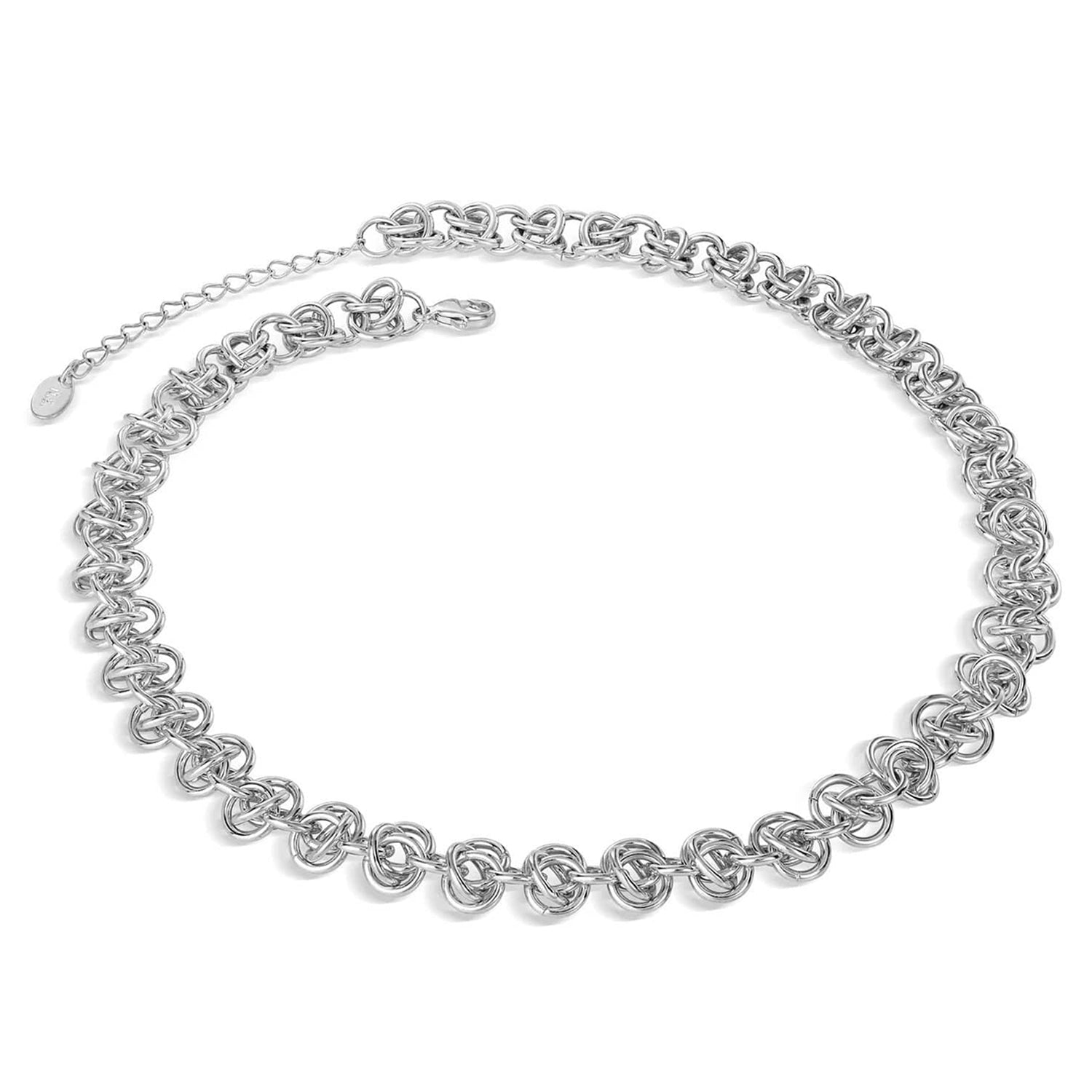 Newbridge Circular Link Necklace, Silver - McElhinneys