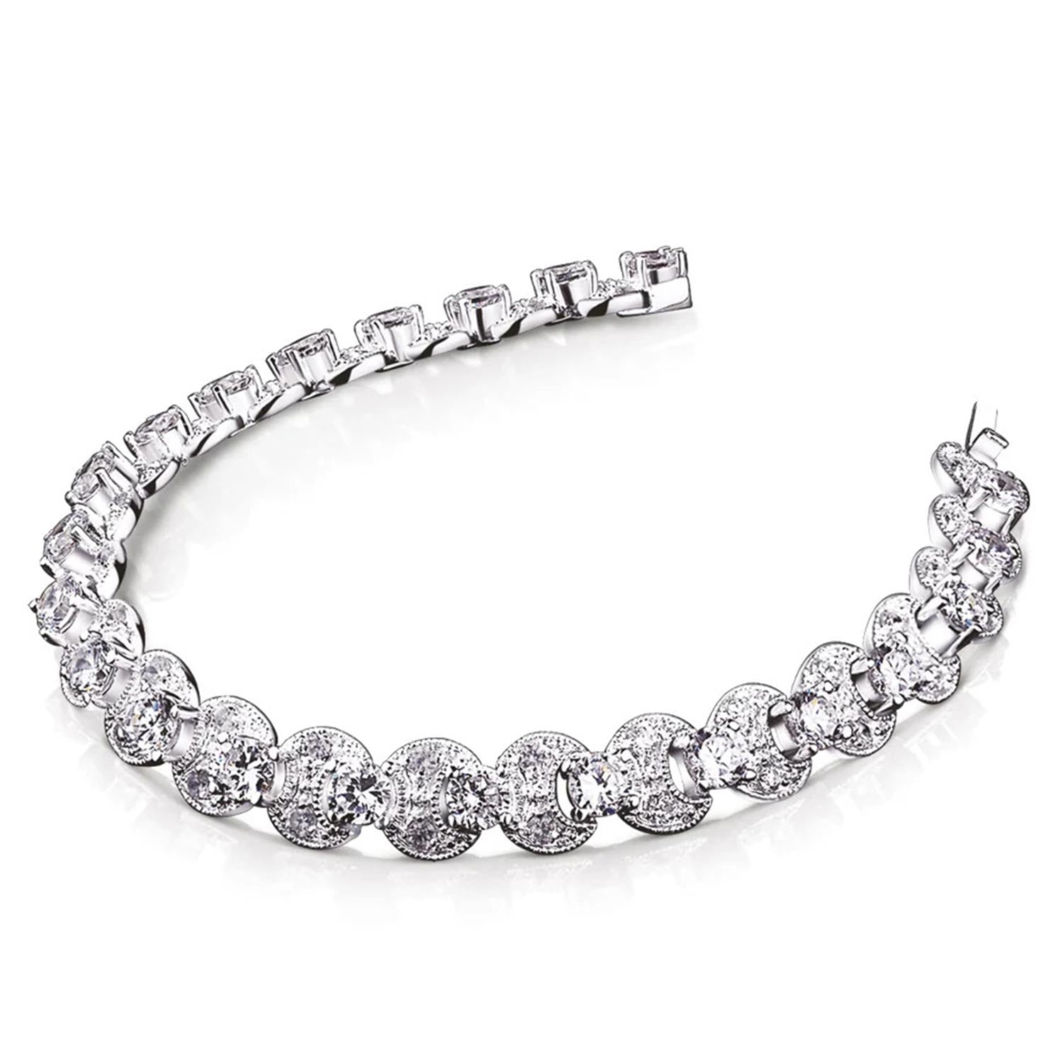 Newbridge CZ Link Bracelet, Silver - McElhinneys