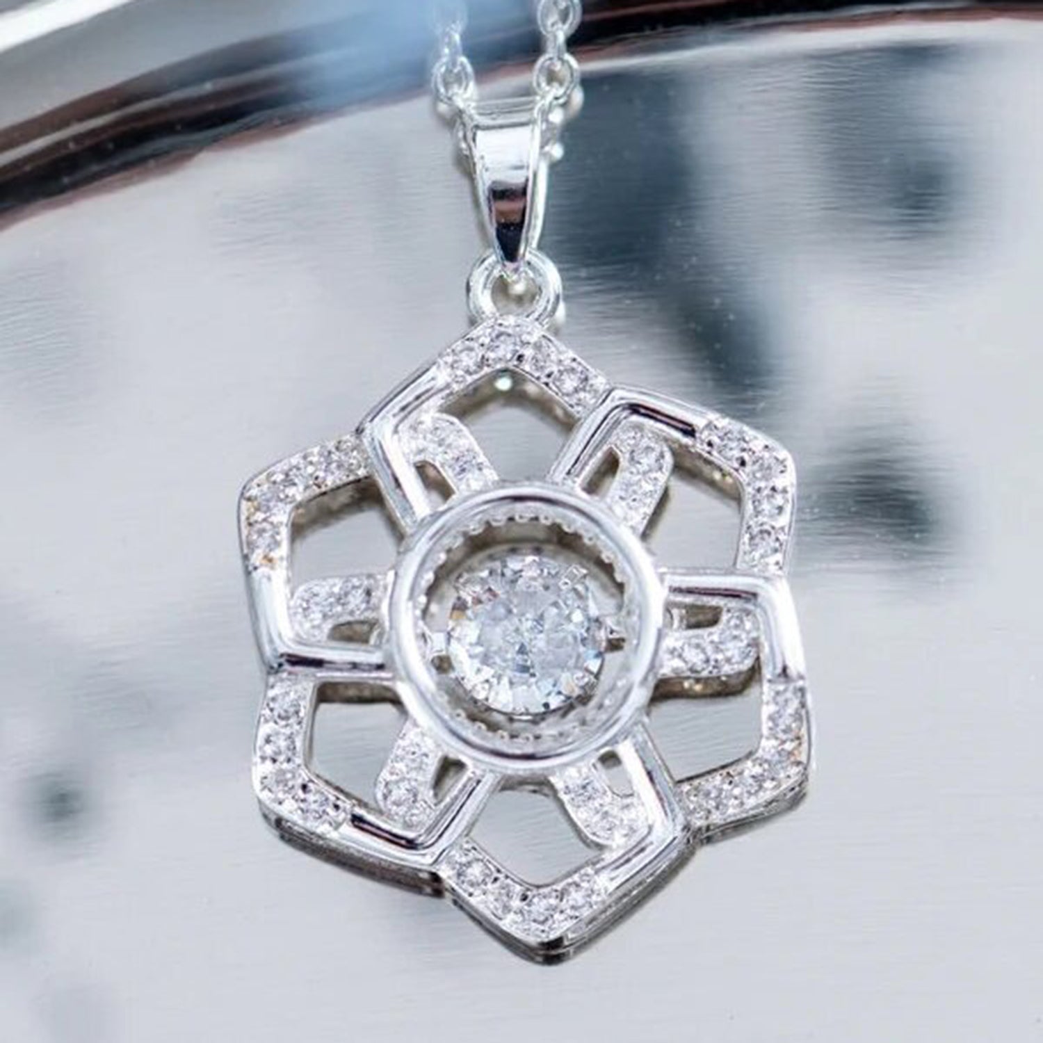 Newbridge Silverware The Hollywood Collection Flower Necklace, Silver ...