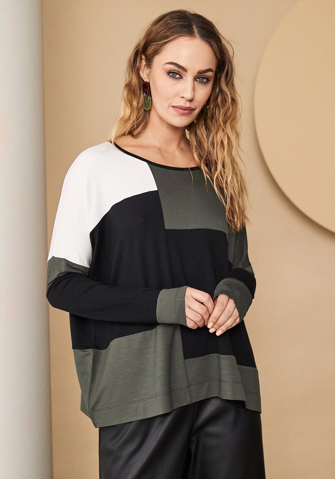 Naya Colour Block Top, Multi - McElhinneys