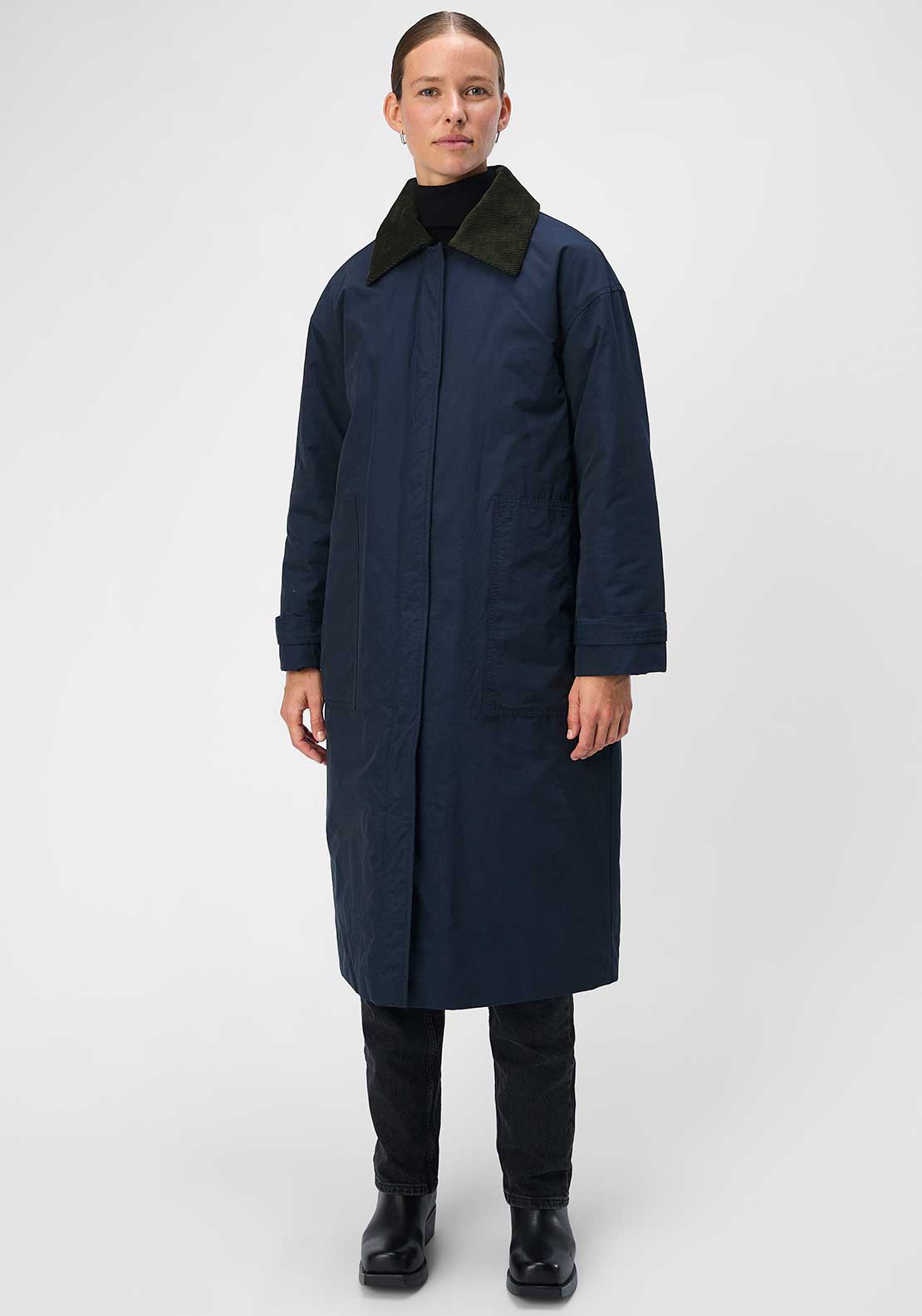 Object Phoebe Longline Coat, Navy - McElhinneys