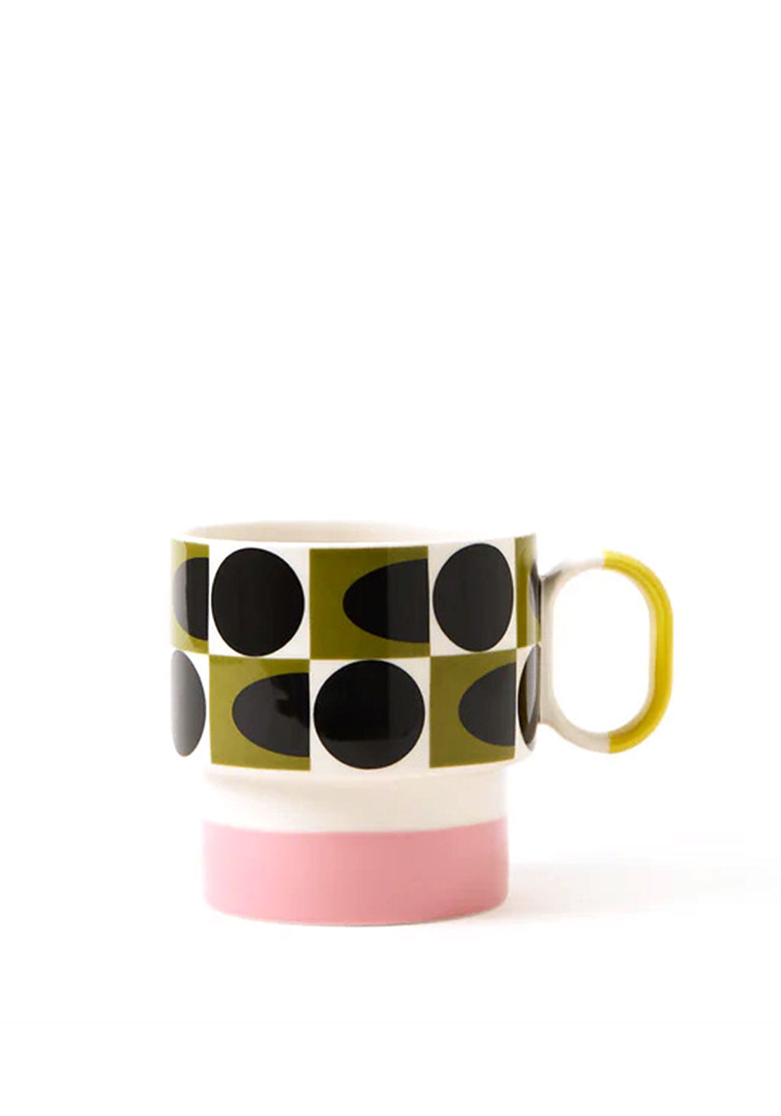 Orla Kiely Spot Square Oval Stacking Mug, Pink - McElhinneys