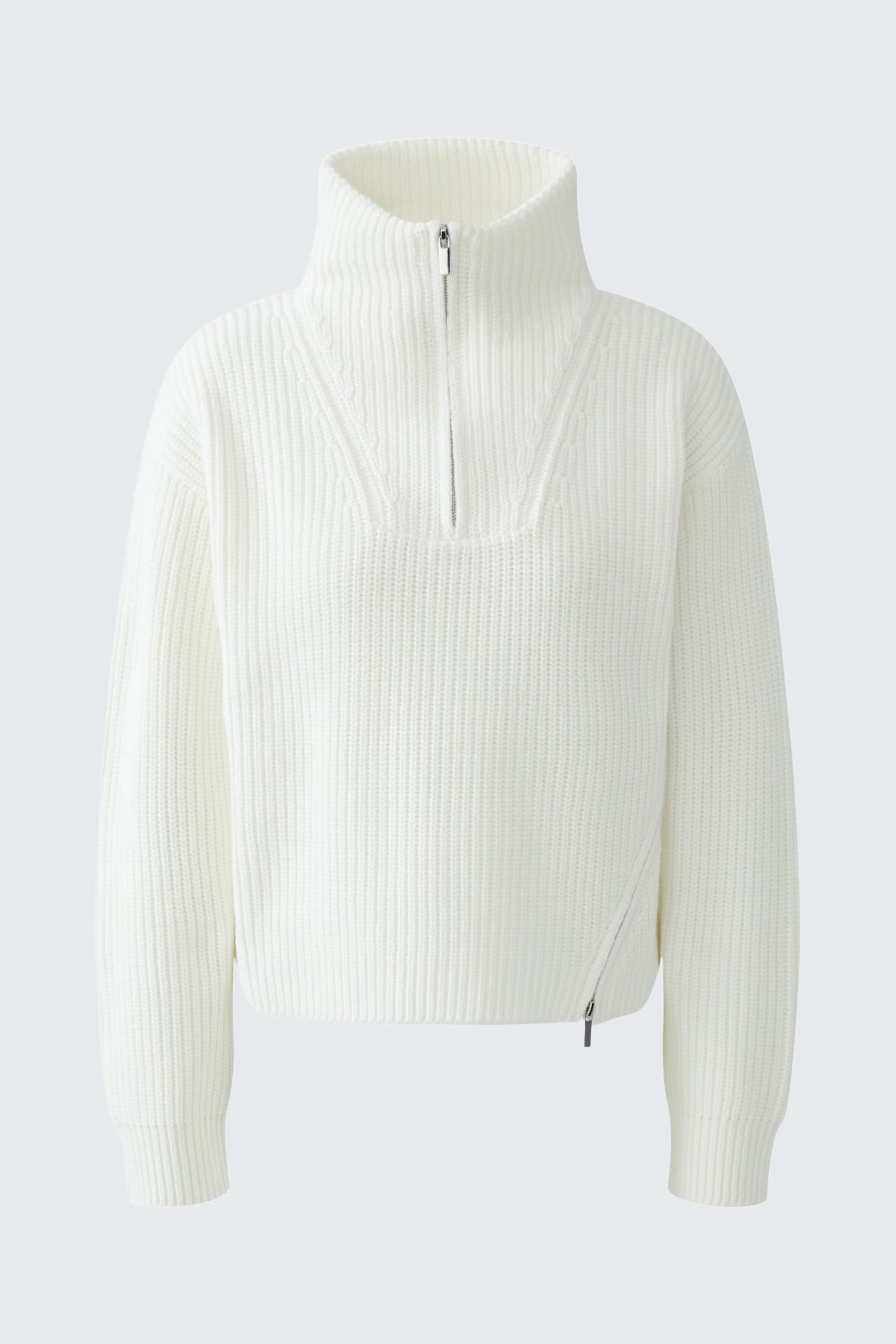 Oui Rib Knit Half Zip Jumper, Off White - McElhinneys