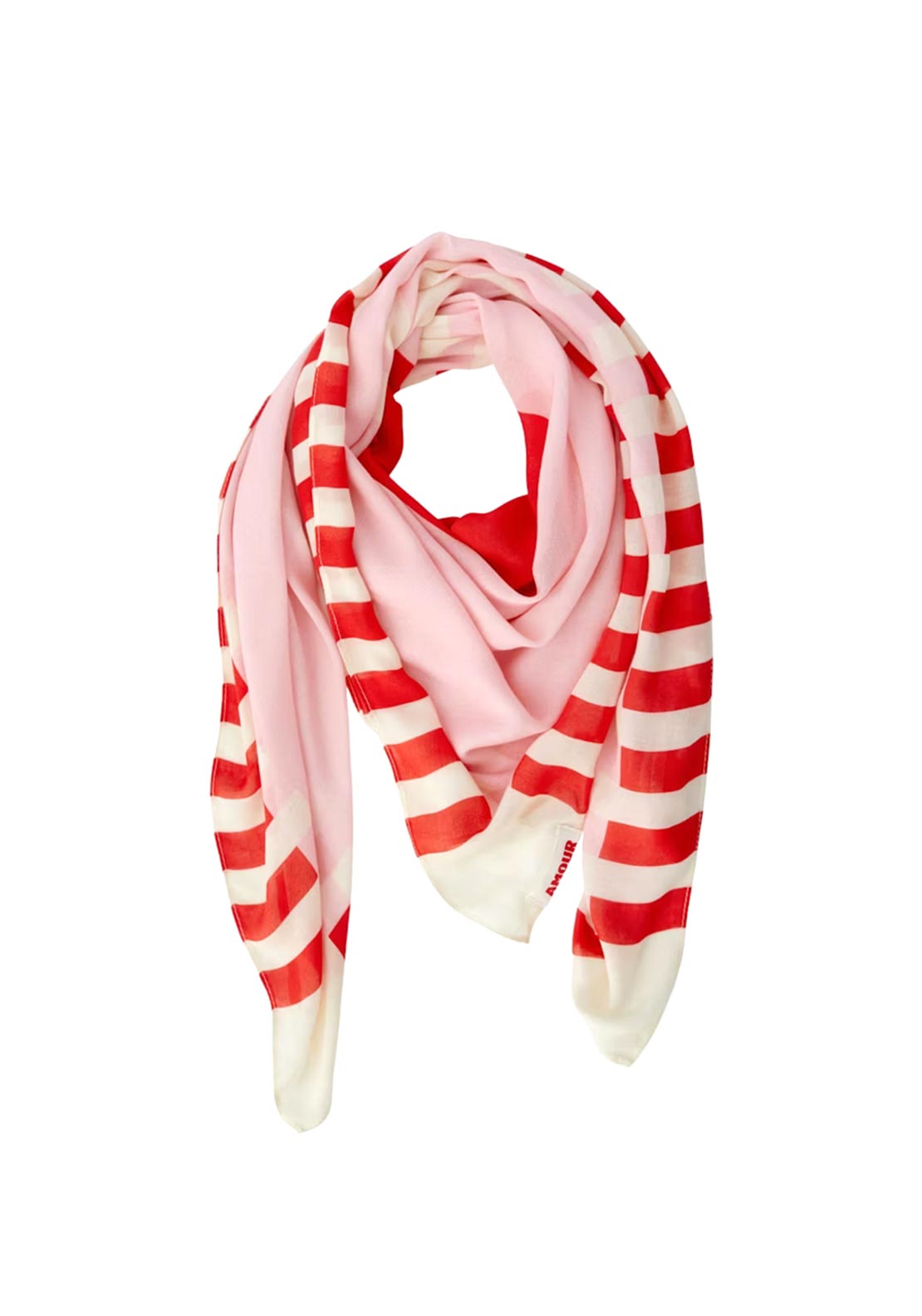 Oui Heart Printed Scarf, Rose Red - McElhinneys