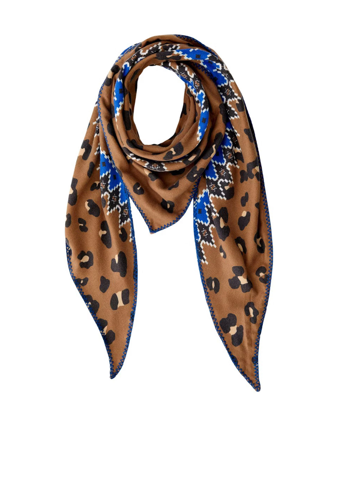 Oui Leopard Soft Touch Triangular Scarf, Tan - McElhinneys