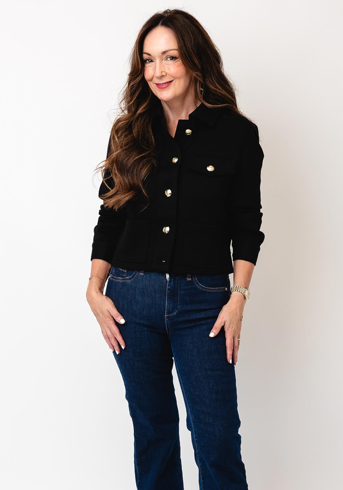 Oui Long Sleeve Suede Jacket, Black - McElhinneys