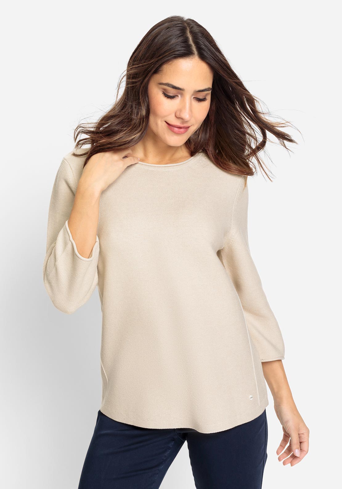 Olsen Henny Knit Seam Detail Jumper, Light Beige - McElhinneys