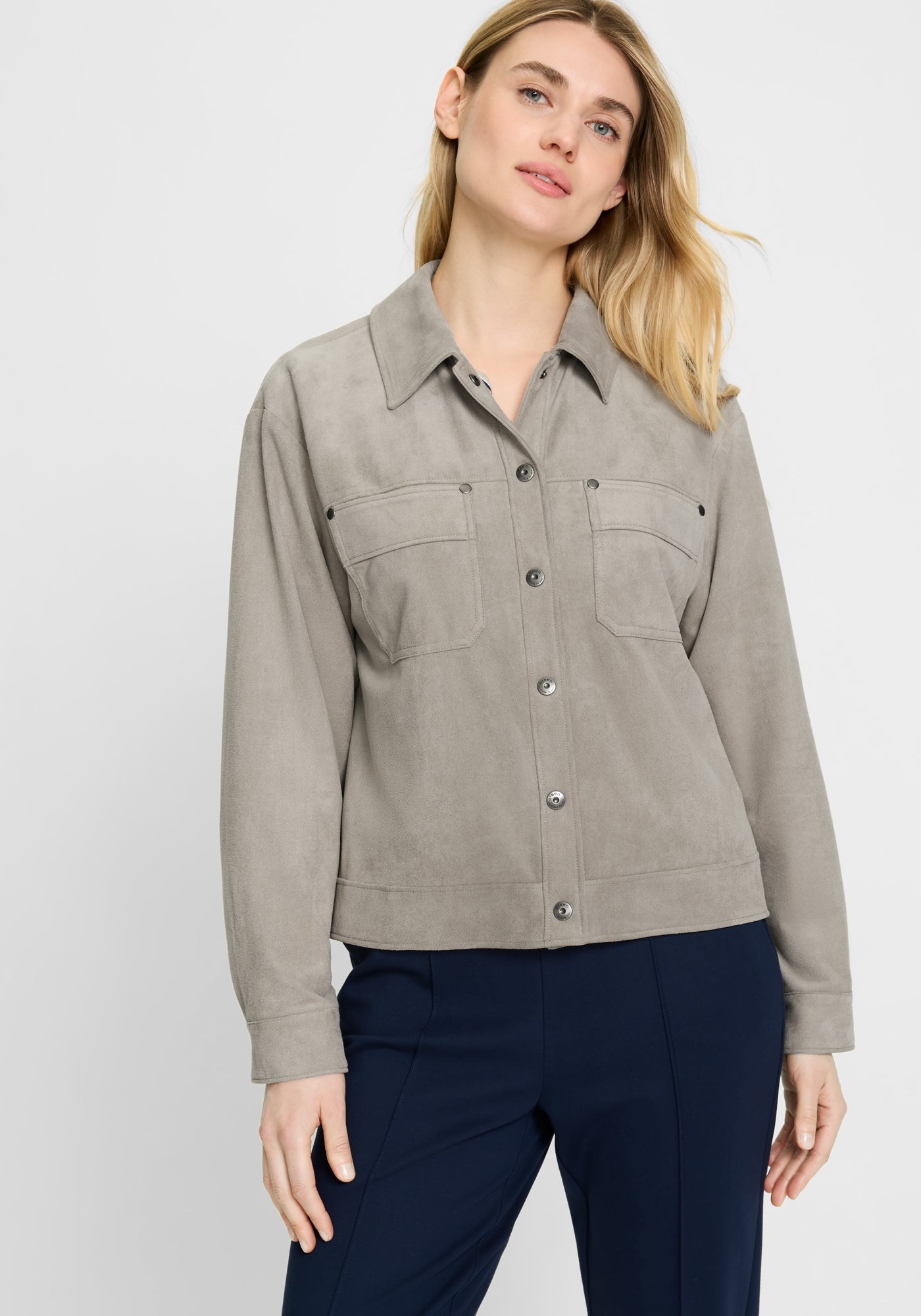 Olsen Vintage Romance Suede Jacket, Beige - McElhinneys