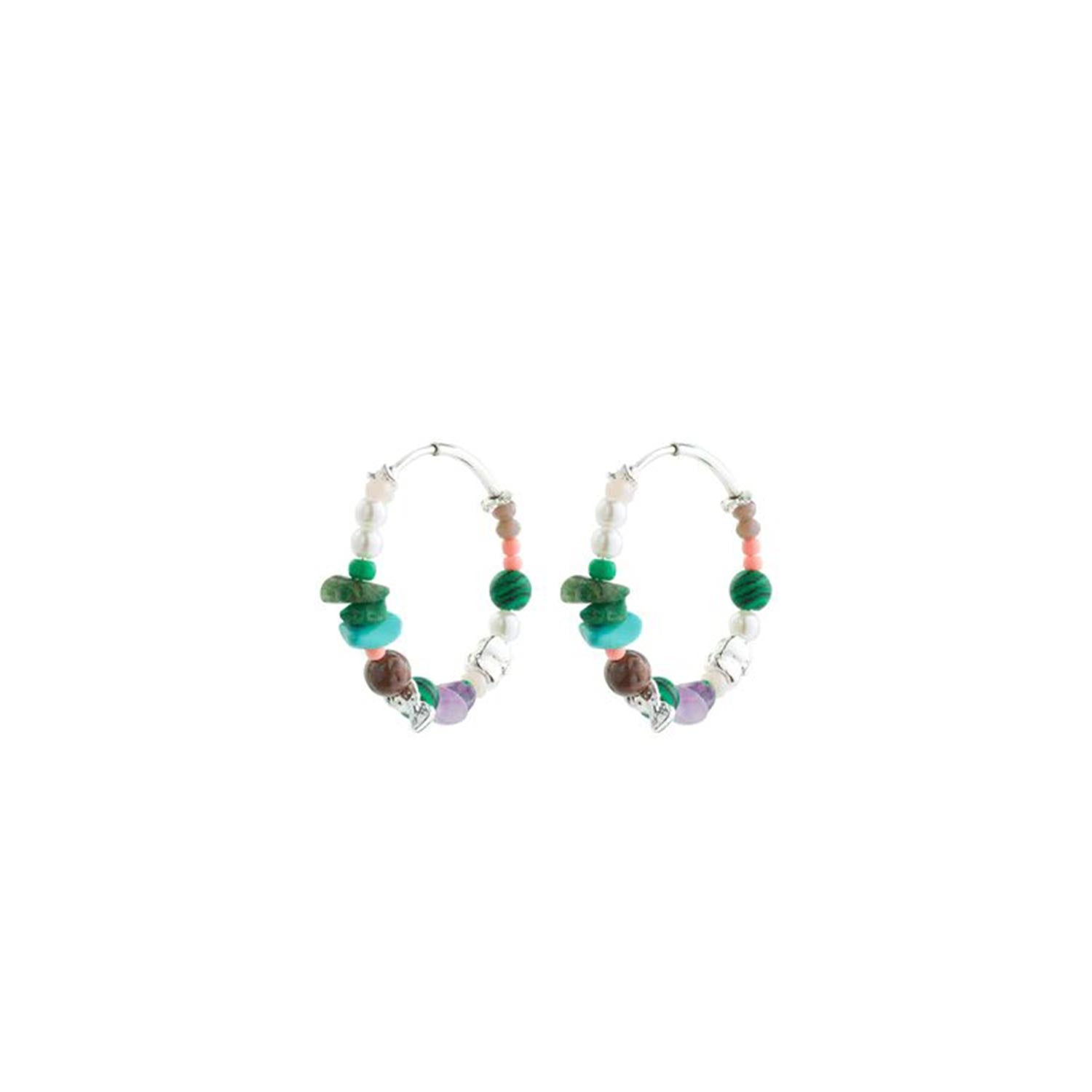 Pilgrim Force Semi-Precious Stone Hoops, Silver - McElhinneys