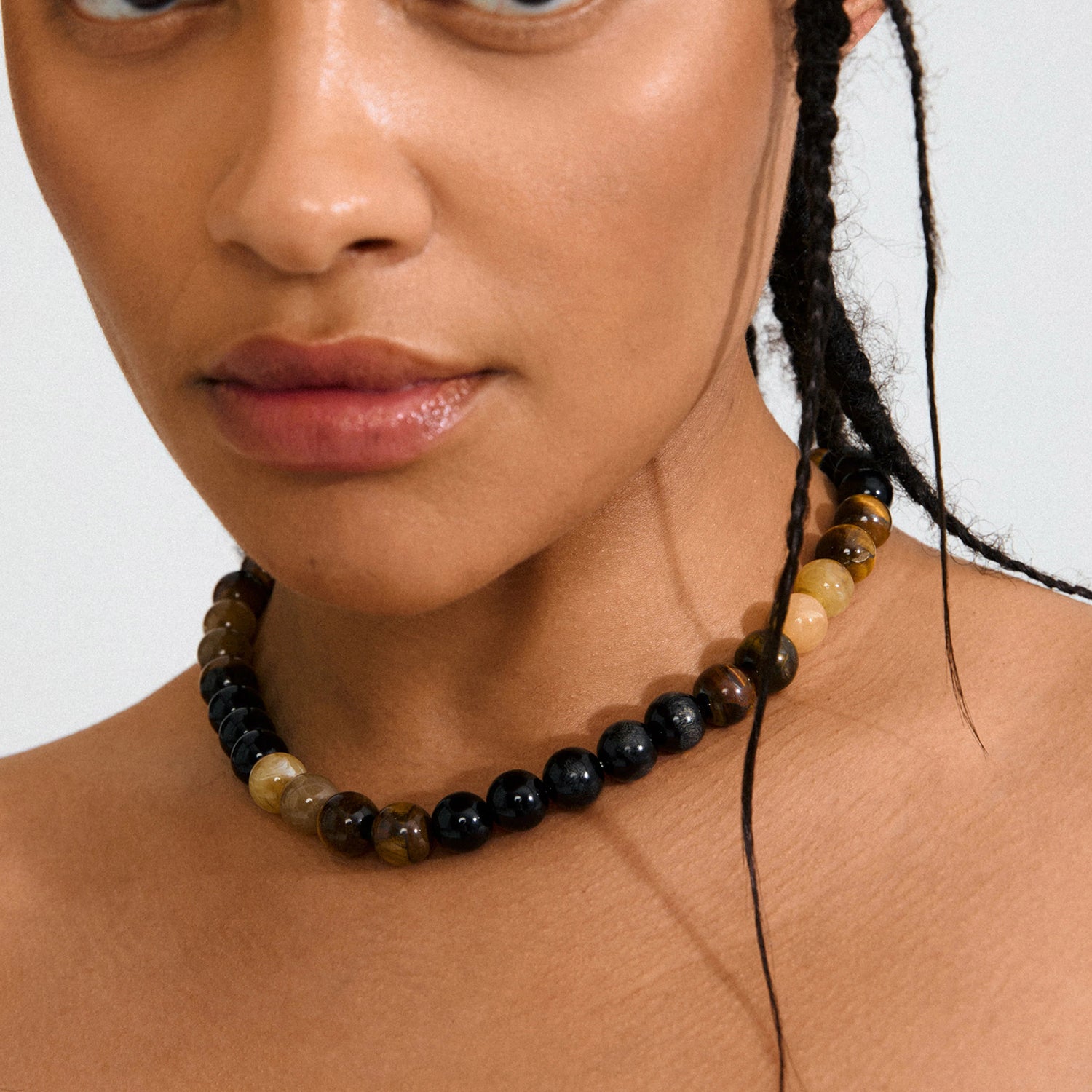 Pilgrim Unfold Beaded Necklace, Gold & Brown - McElhinneys