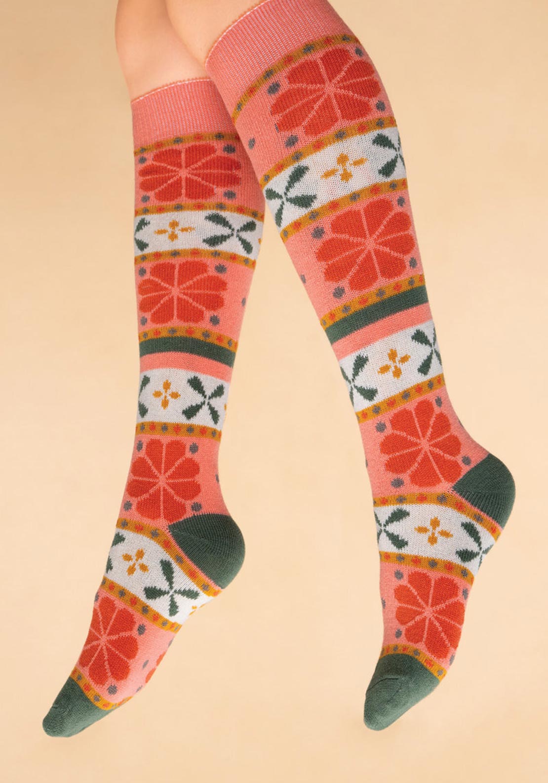 Powder Fair Isle Knee-High Socks, Petal - McElhinneys