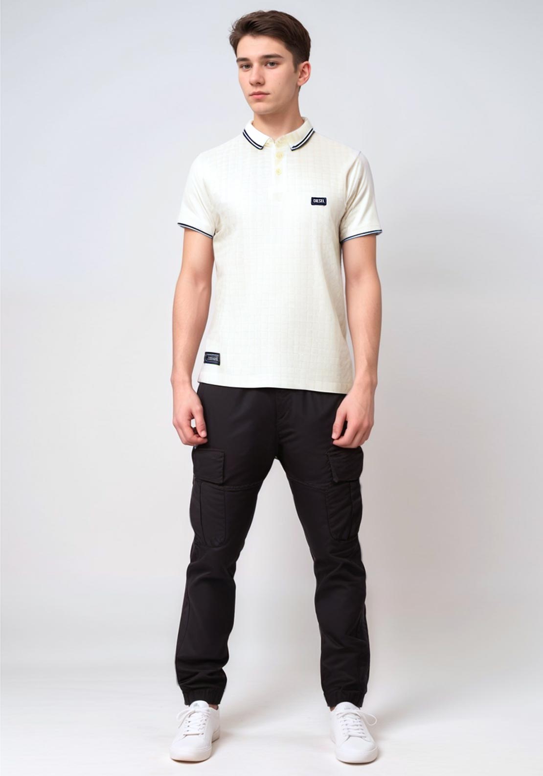 Diesel Boys Ted Short Sleeve Polo, White - McElhinneys
