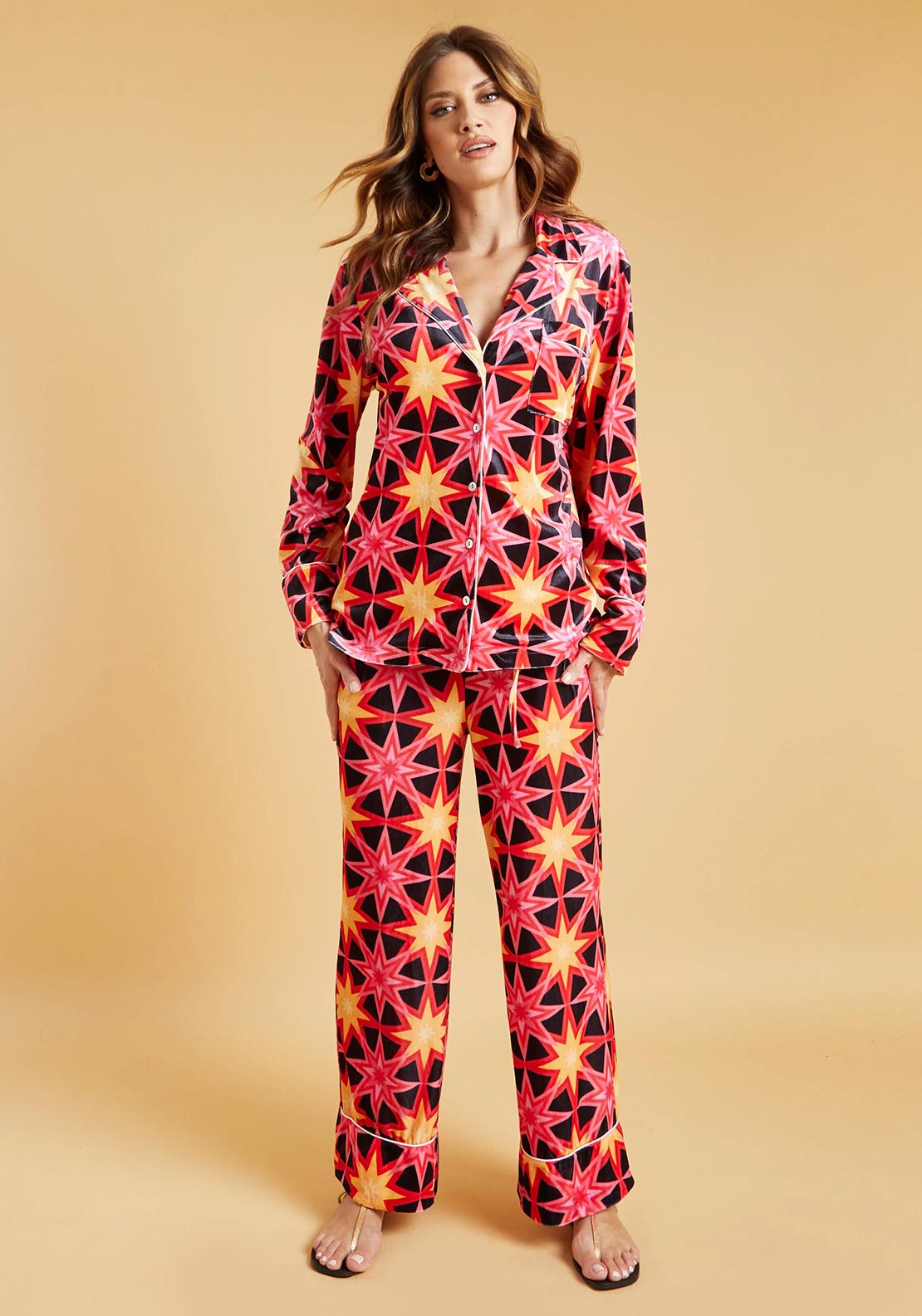 The Night Store Disco Velvet Pyjama Trouser Set, Multi - McElhinneys