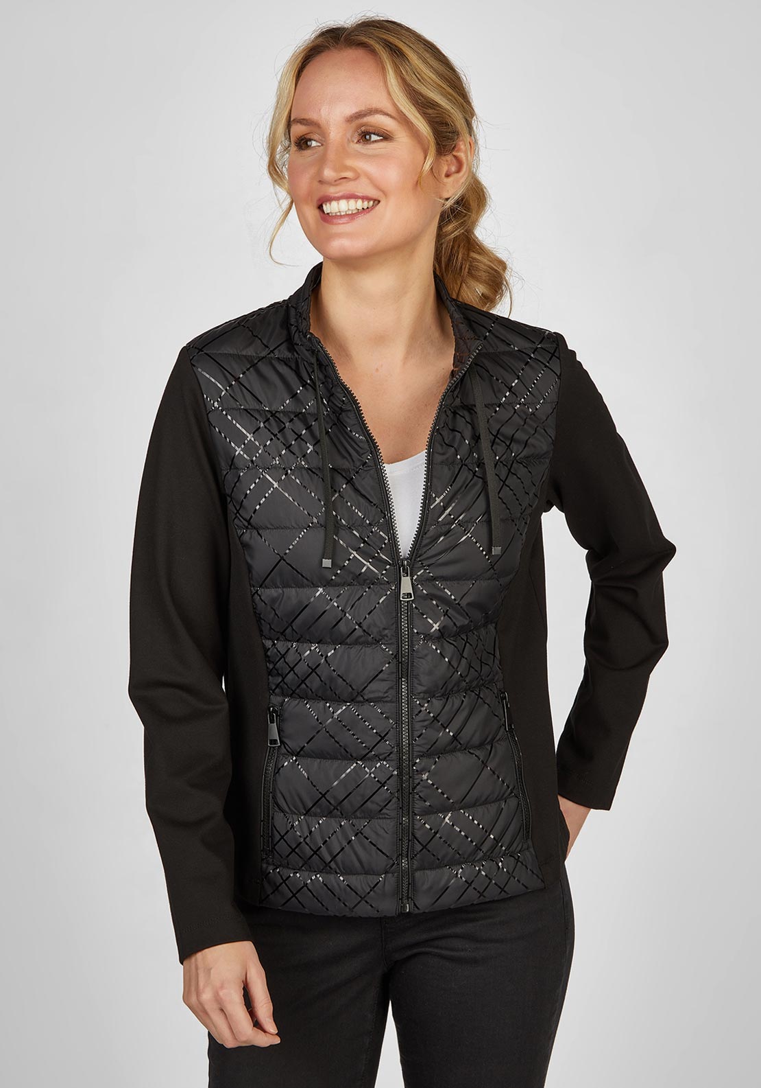 Rabe Mixed Media Padded Jacket, Black - McElhinneys