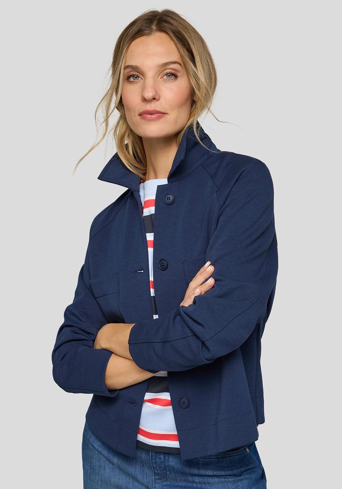 Rabe Short Jacket with Collar, Navy - McElhinneys