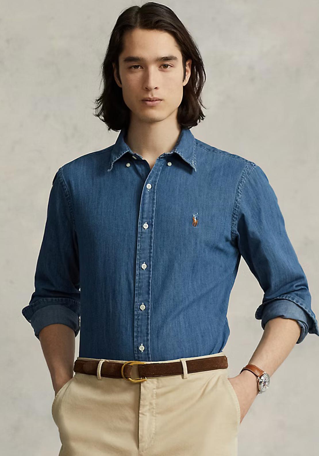 Ralph Lauren Custom Fit Denim Shirt, Blue - McElhinneys
