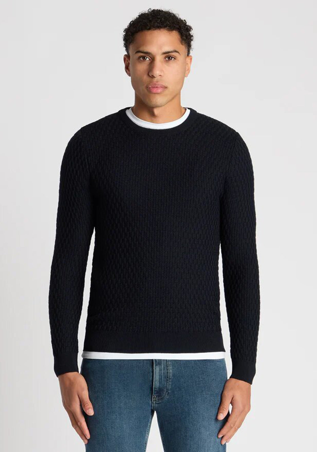 Remus Uomo Crew Neck Wool-Blend Sweater, Navy - McElhinneys