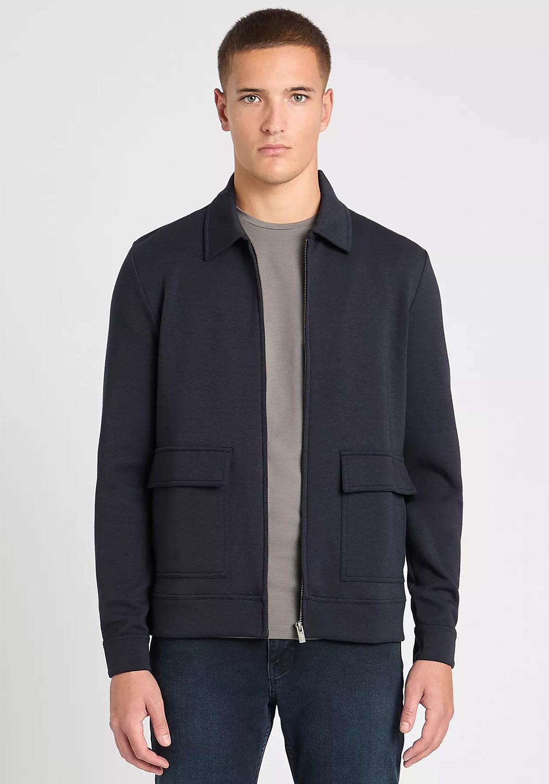 Remus Uomo Full Zip Overshirt, Navy - McElhinneys