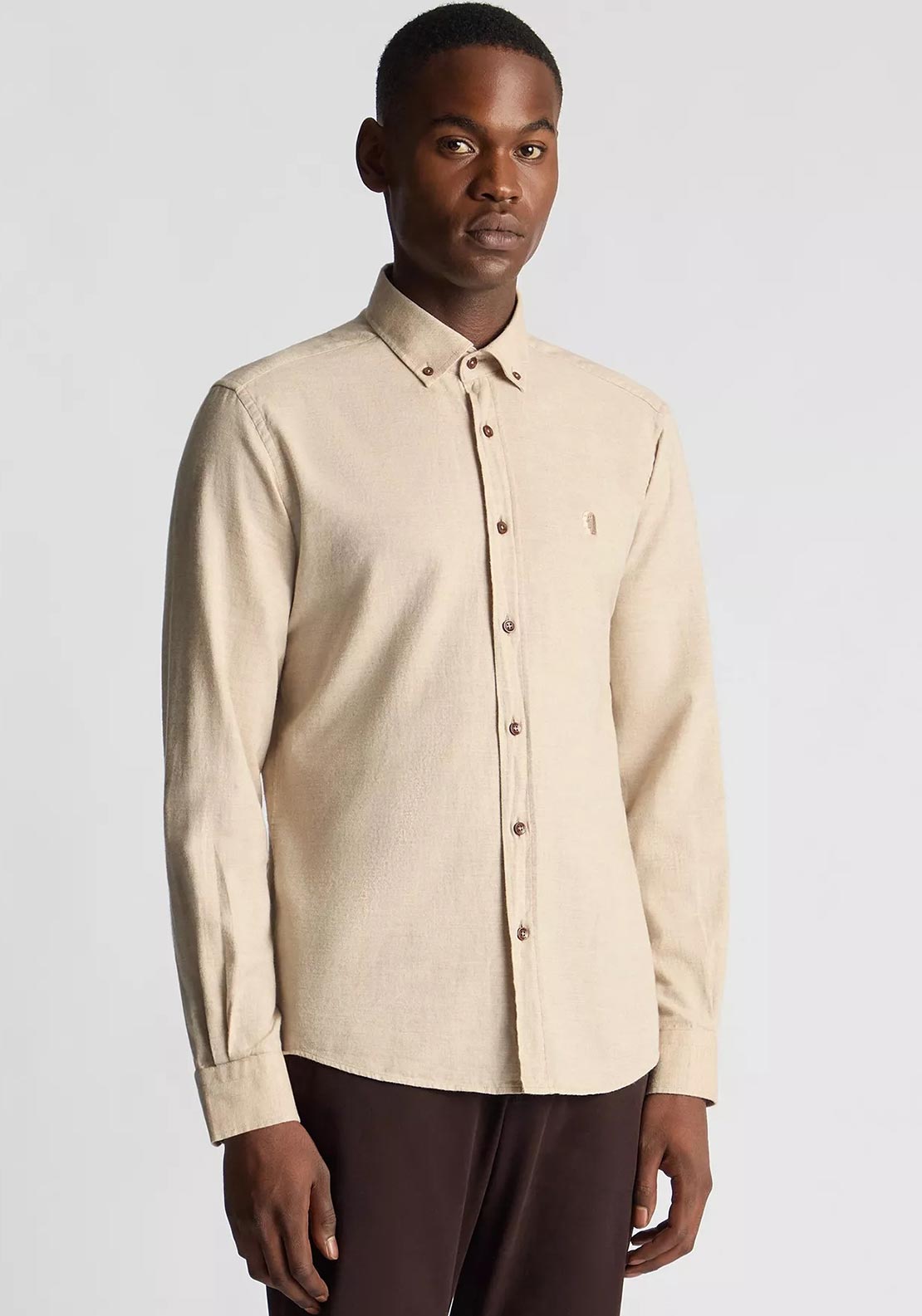 Remus Uomo Tapered Fit Brushed Cotton Shirt, Beige - McElhinneys