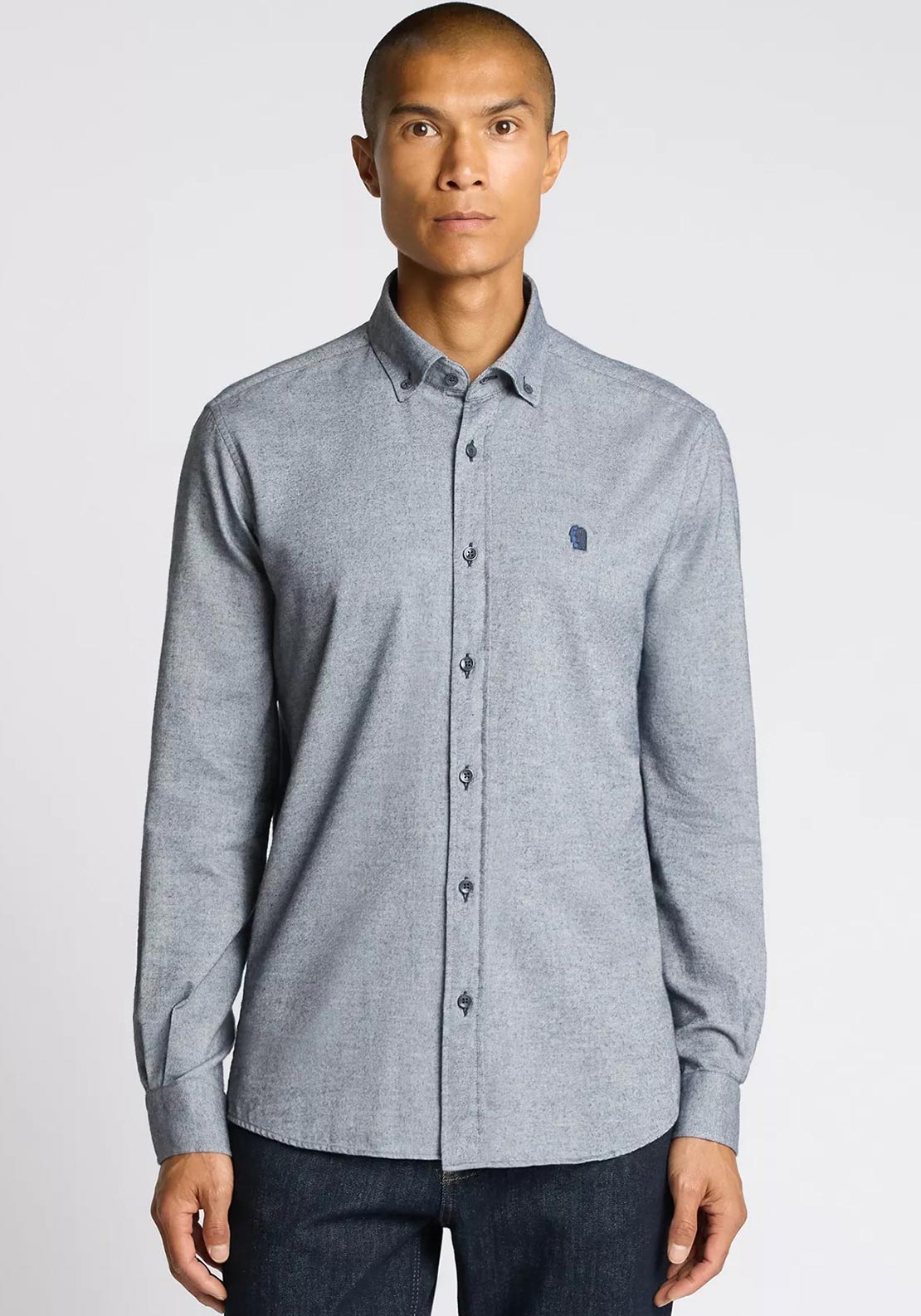 Remus Uomo Tapered Fit Brushed Cotton Shirt, Dark Blue - McElhinneys