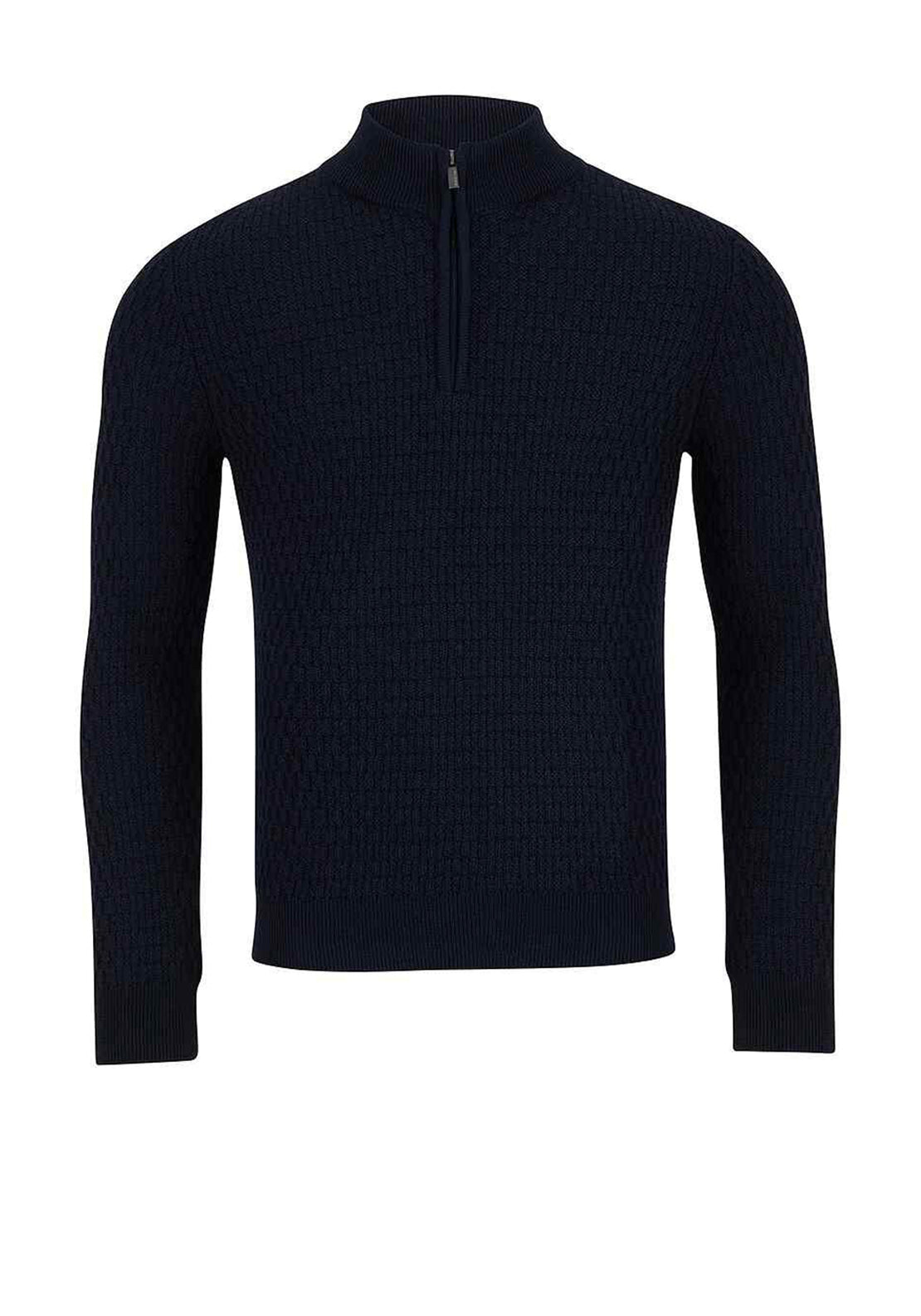Remus Uomo Wool-Blend Quarter Zip Sweater, Navy - McElhinneys