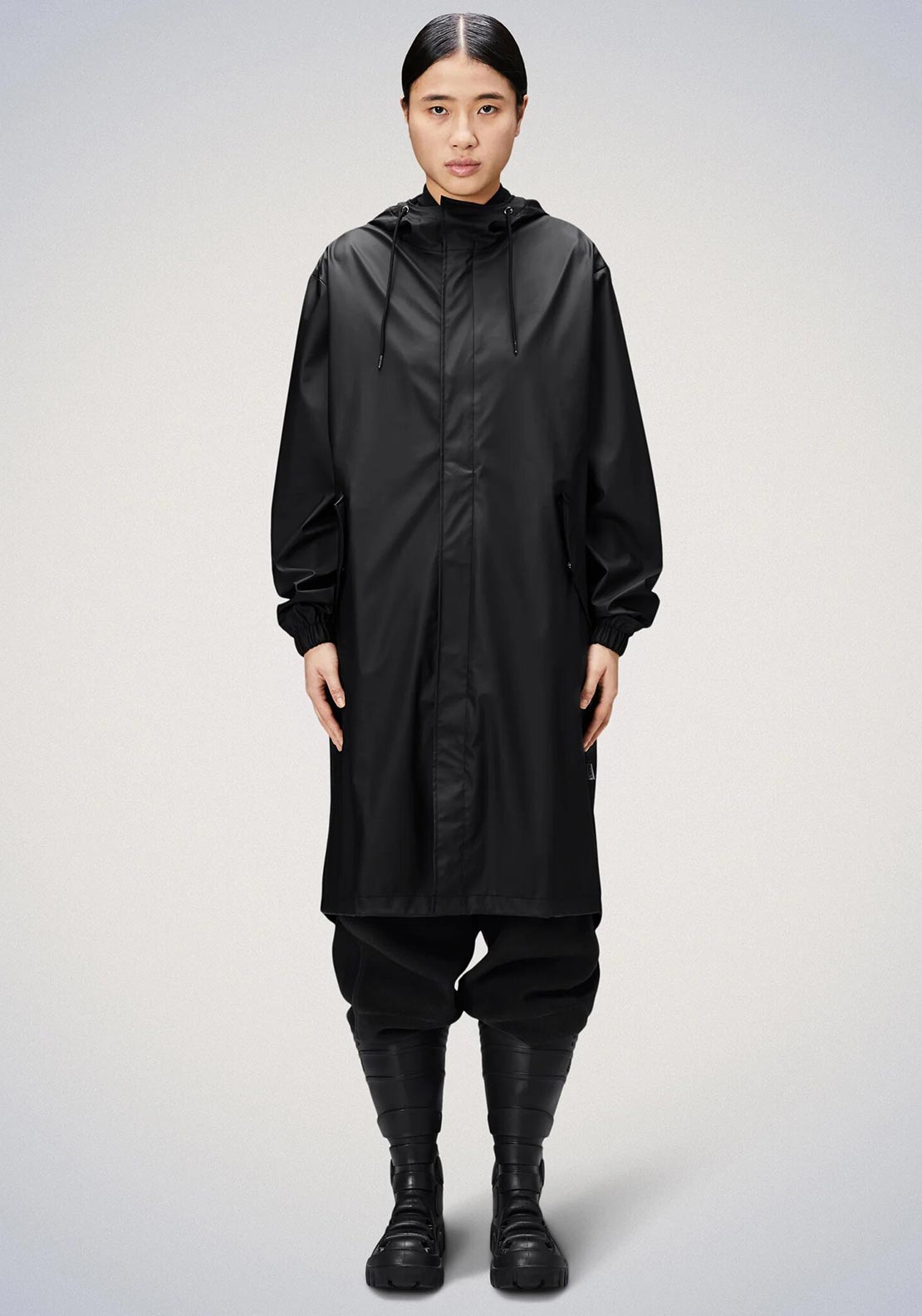 Rains Fishtail Parka Long Raincoat, Black - McElhinneys