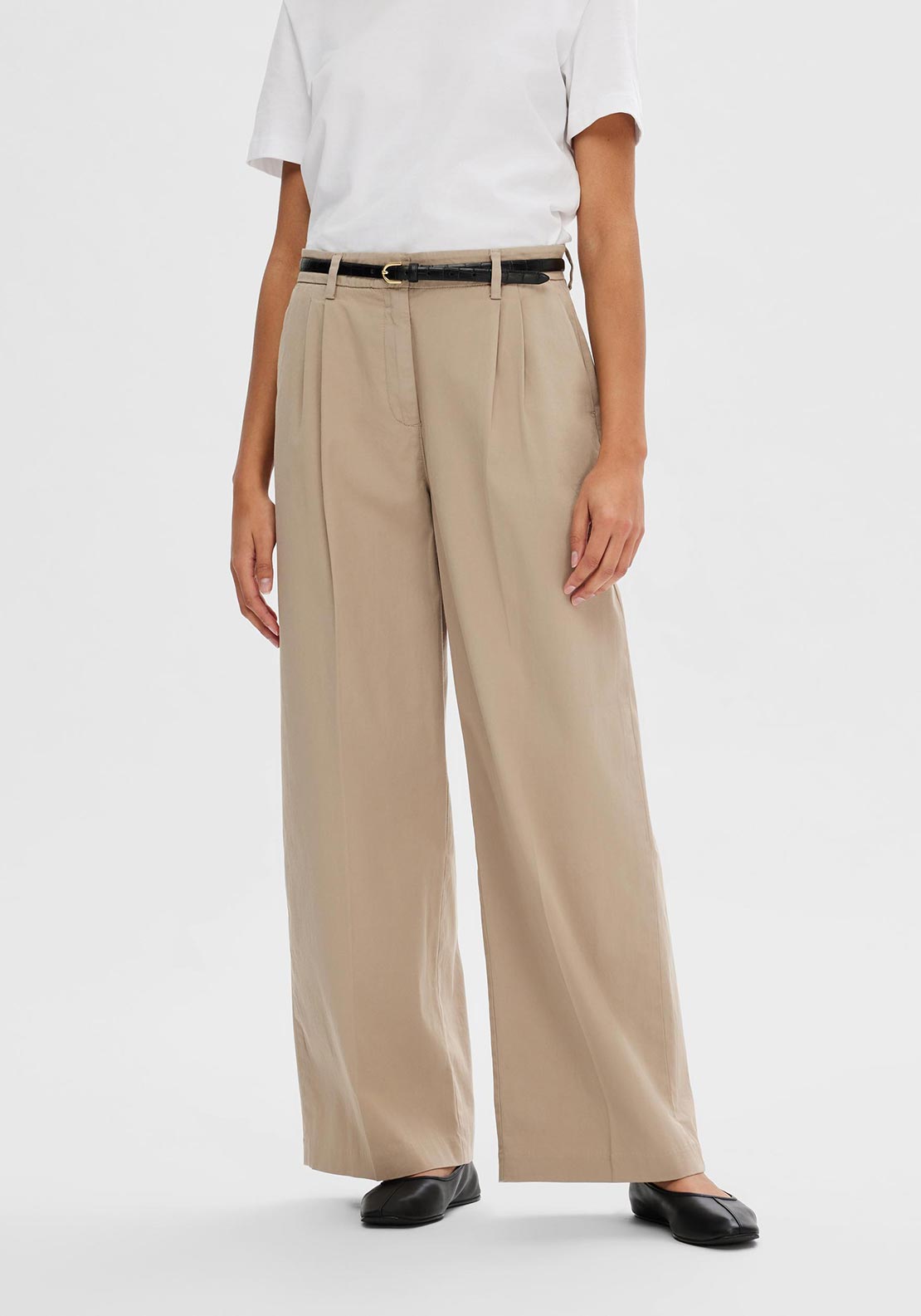 Selected Femme Merla Extra Wide Trouser, Medium Grey - McElhinneys