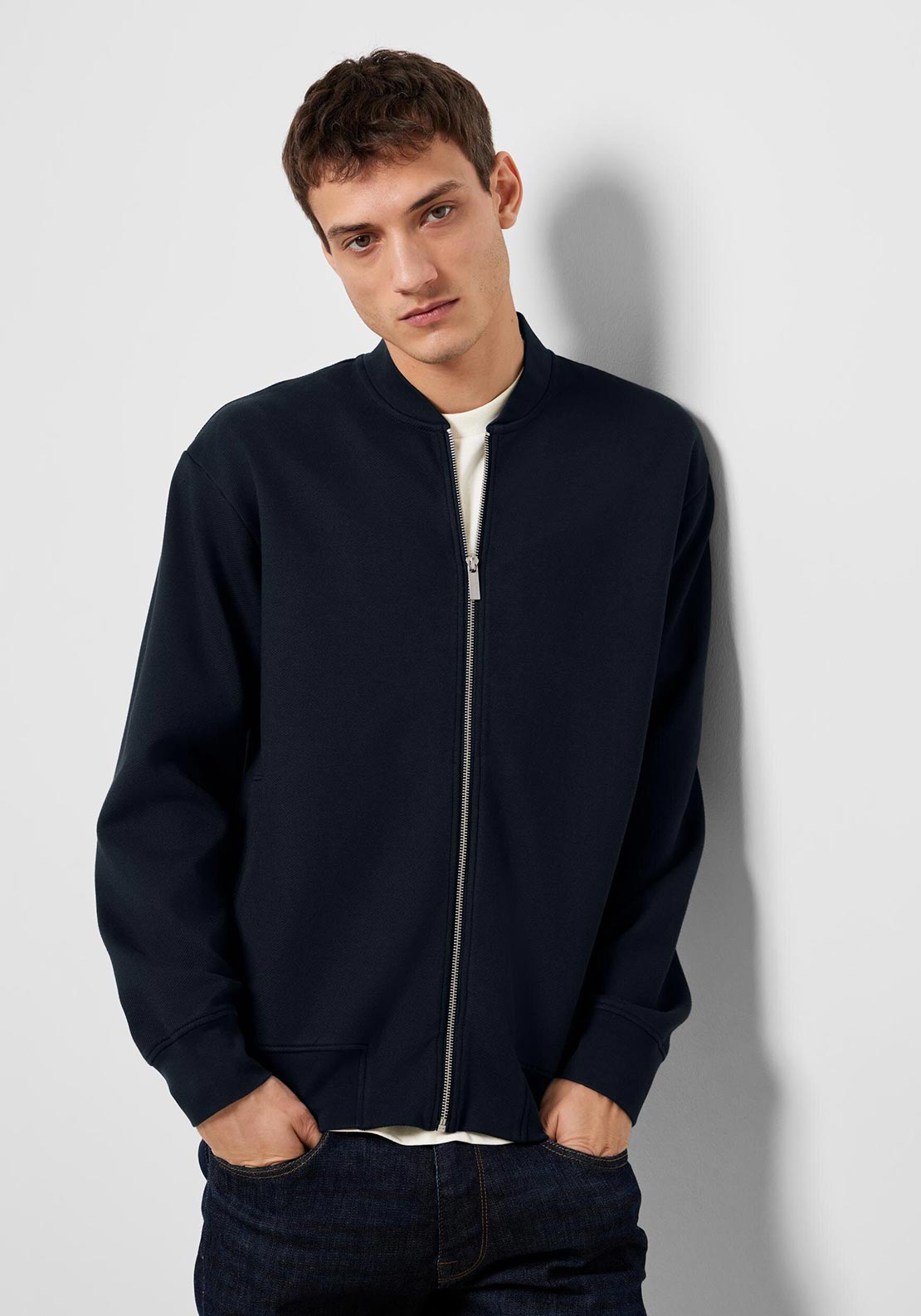 Selected Homme Mack Bomber Sweat Jacket, Sky Captain - McElhinneys