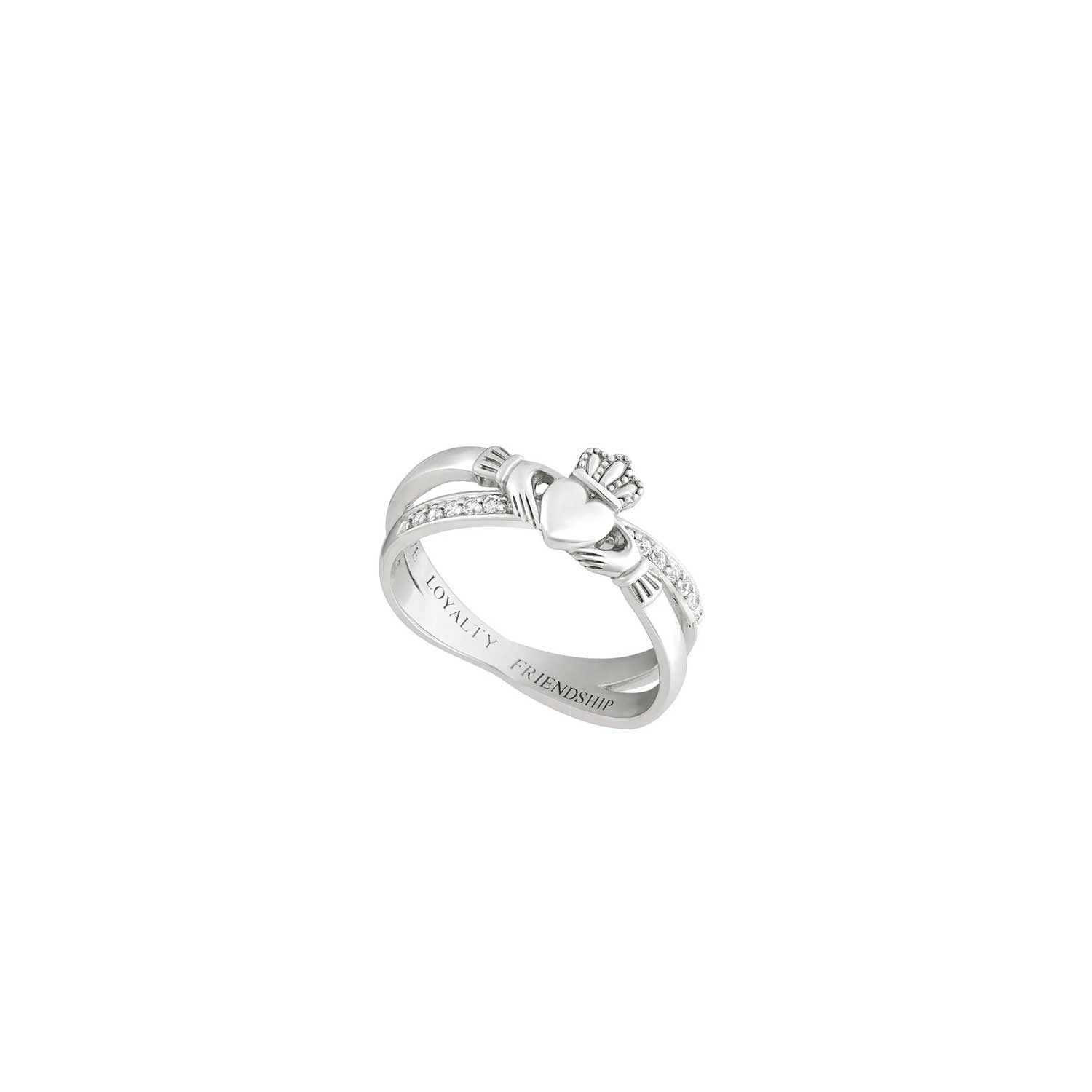 Solvar Claddagh Kiss Ring, Silver - McElhinneys