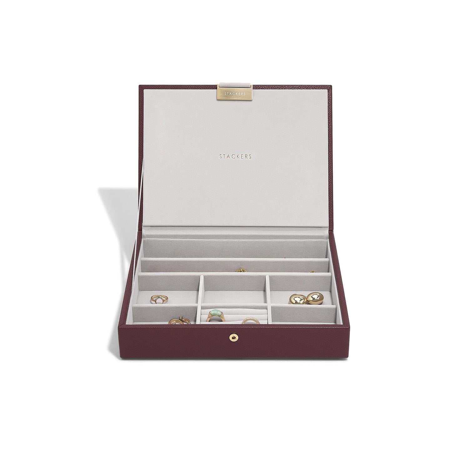 Stackers Medium Jewellery Box Lid, Burgundy - McElhinneys
