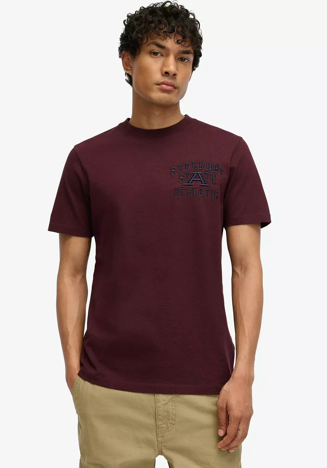 Superdry Embroidered Superstate Logo T-Shirt, Rich Deep Burgundy ...