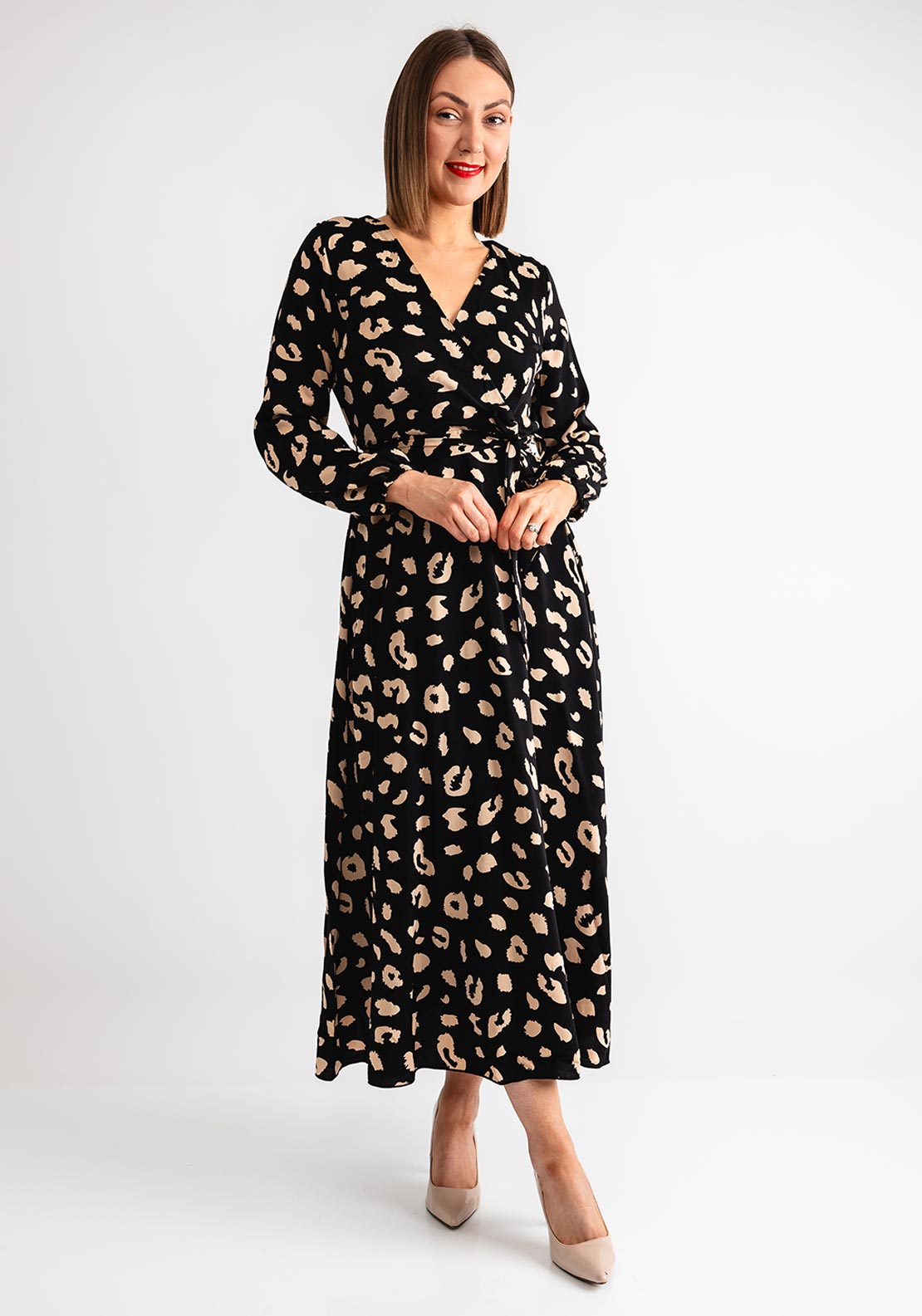 Serafina Collection Leopard Print Maxi Dress, Black - McElhinneys