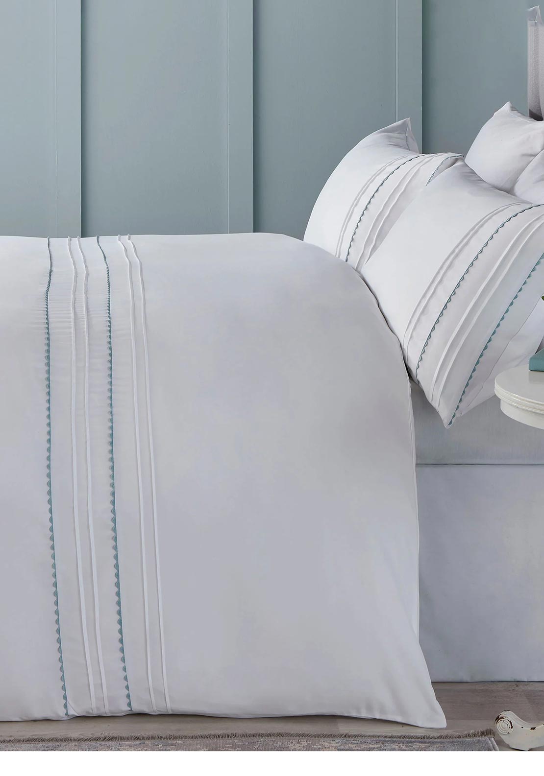 Serene Ric Rac Duvet Cover Set, White/Blue - McElhinneys