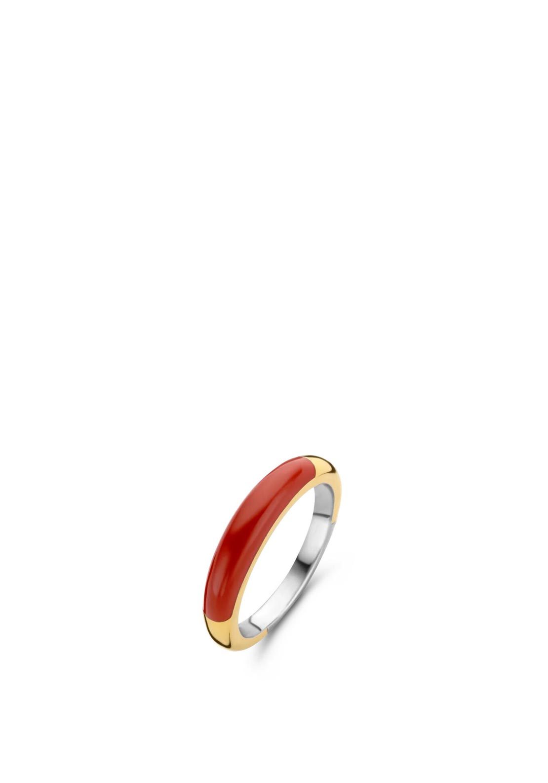 Ti Sento Milano Coral Red Inlay Ring, Gold - McElhinneys