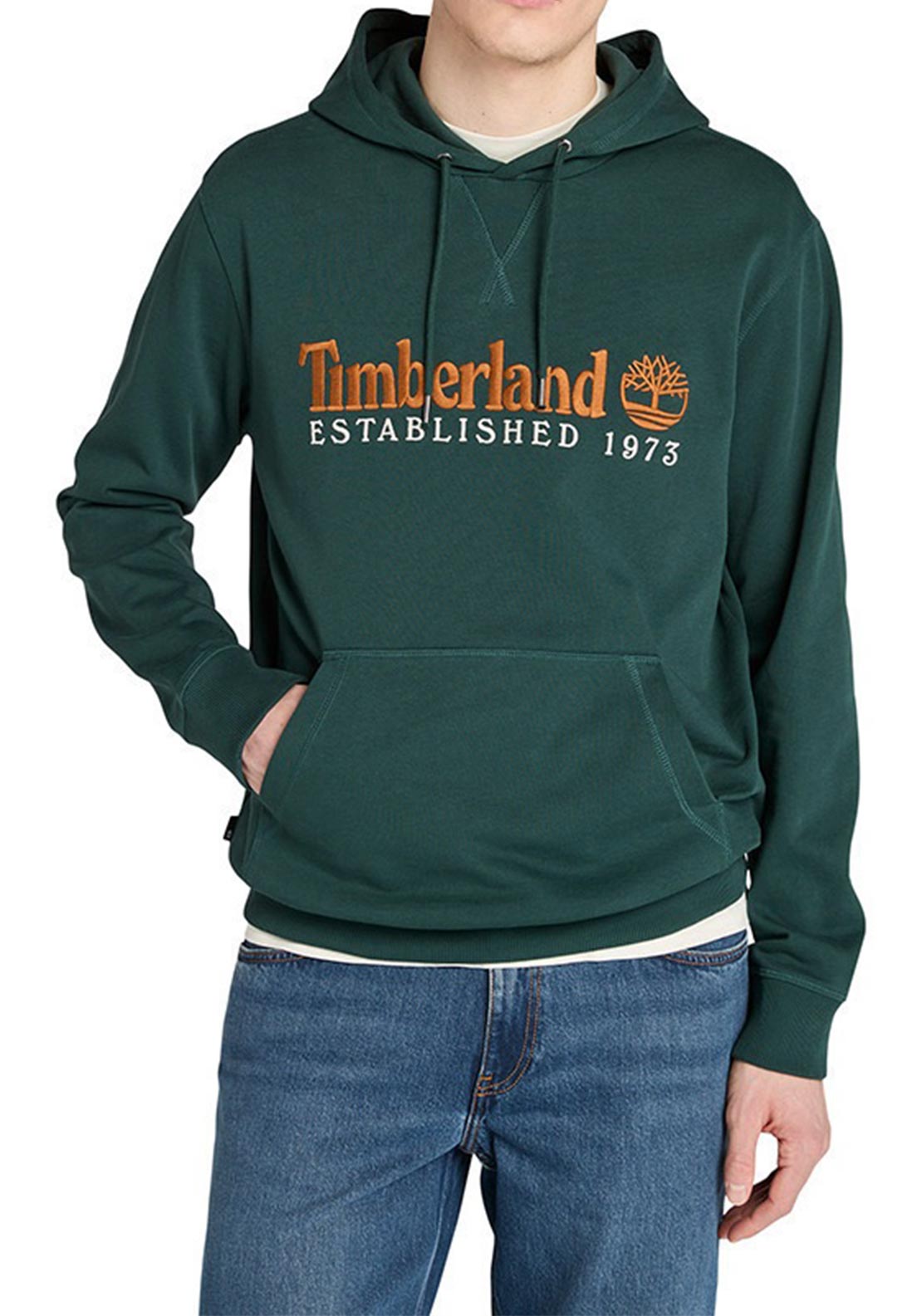 Timberland Established 1973 Embroidered Hoodie, Green - McElhinneys